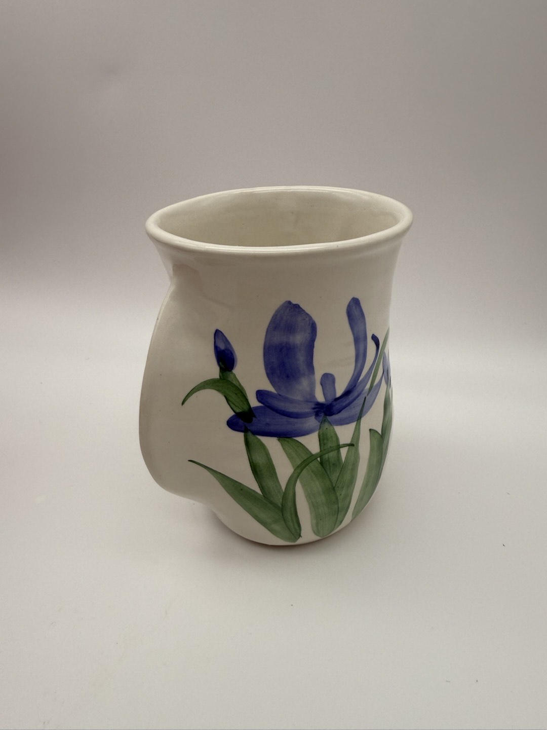 Neher Pottery Clay In Motion Hand Warming Mug 14 Oz Iris Flower 5 ...