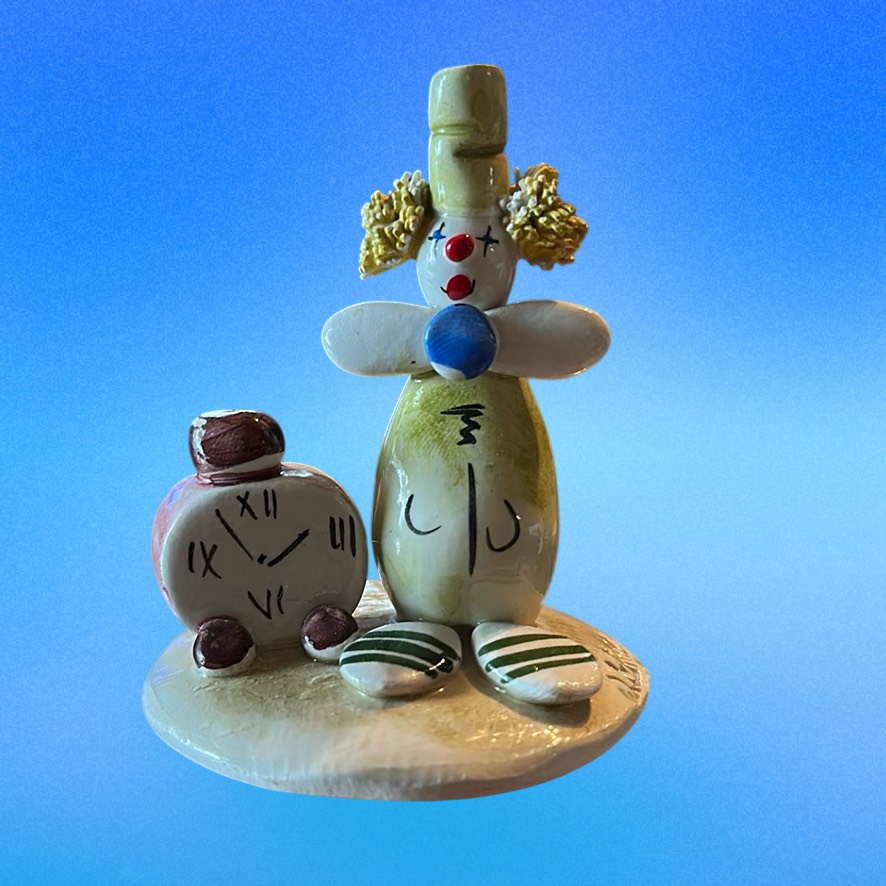 W. Cabrelli Porcelain Clown Figurine Hand Made In Italy Spaghetti Hair