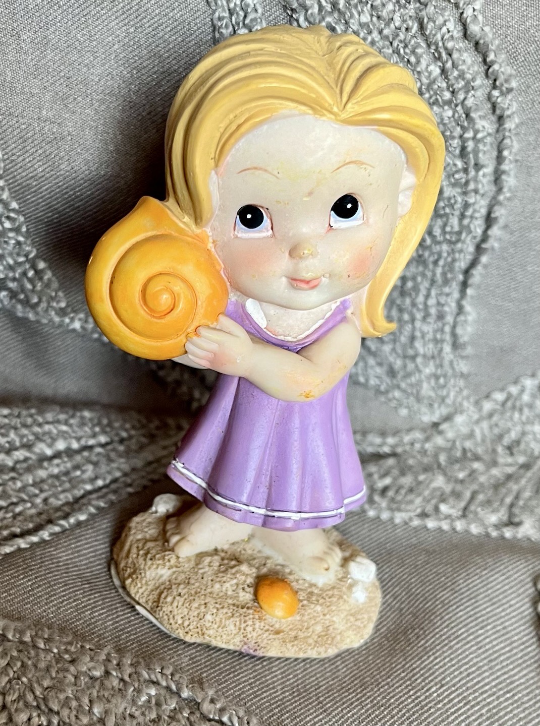 Girl Listening W/ Shell Up to Ear Ocean Sounds Beach Sand Tender Times ...