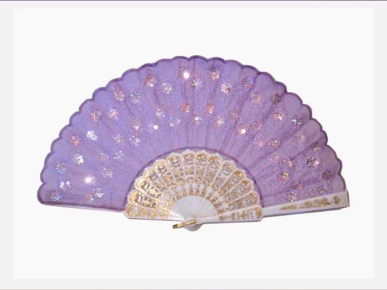 Sequin Purple Foldable Fan NEW