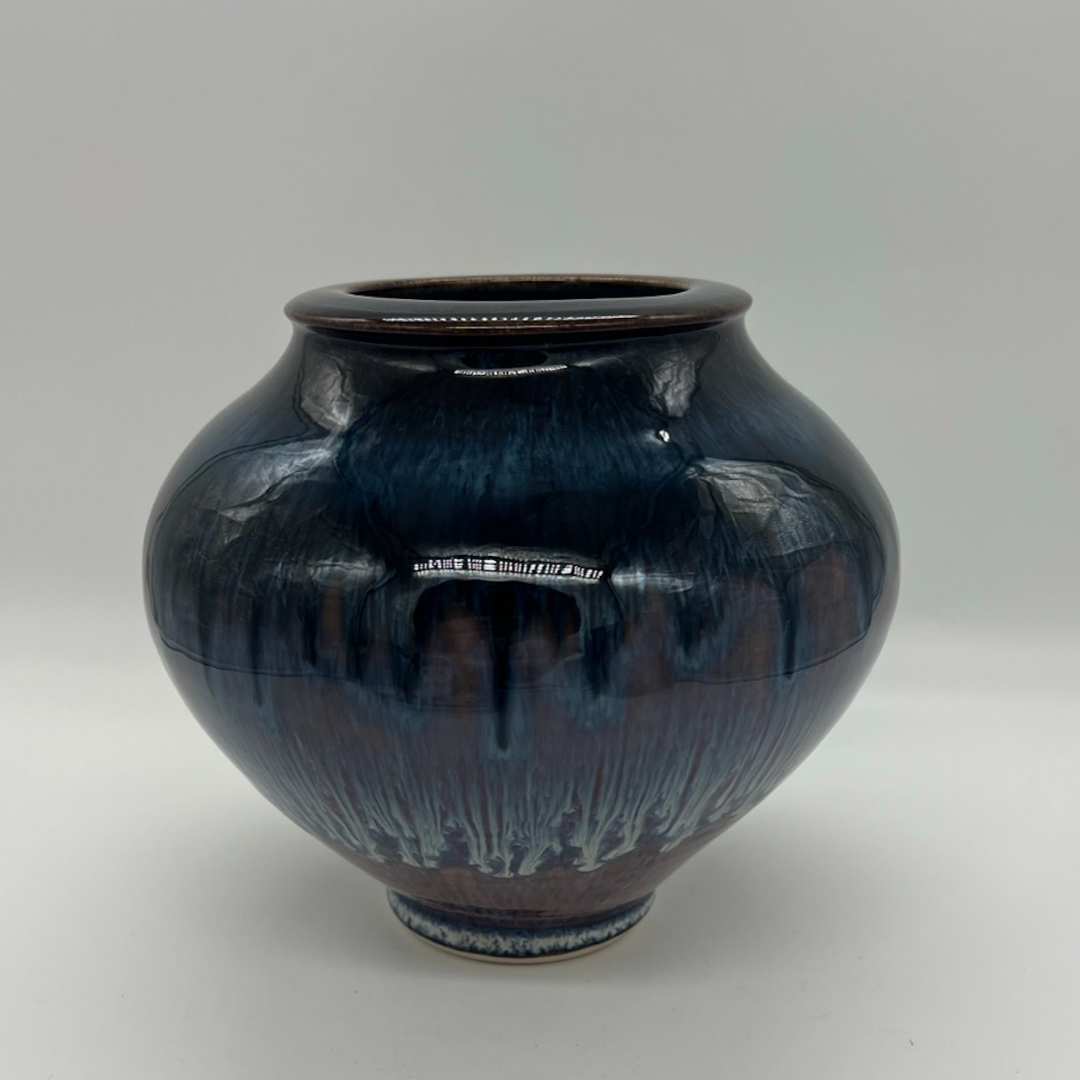 Vintage Bill Campbell Pottery Vase Flambeaux Glaze Purple Blue Brown ...