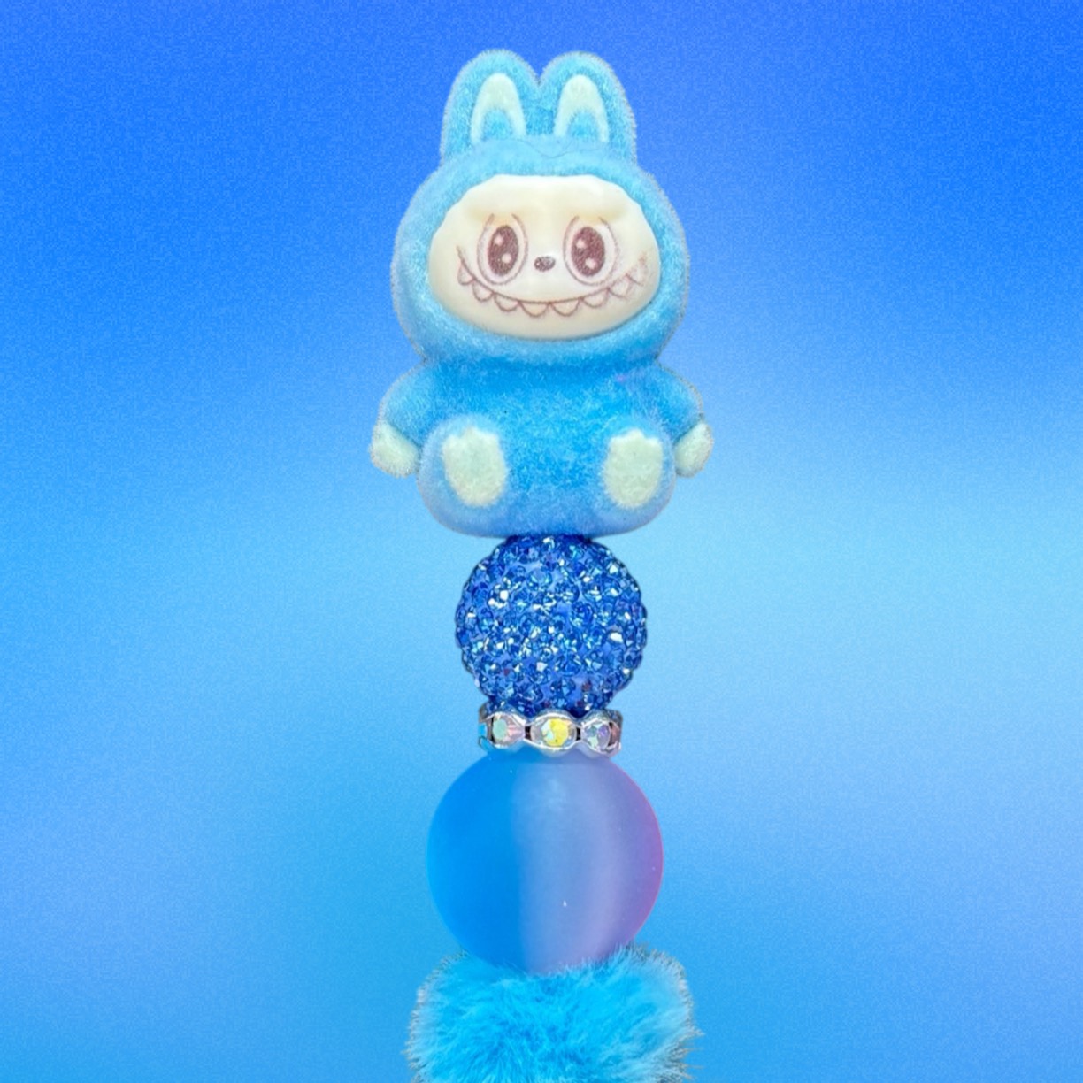 Frozen Bloom Labubu — Blue Beaded Pen Exclusive: Made To Bead 1/1 Design