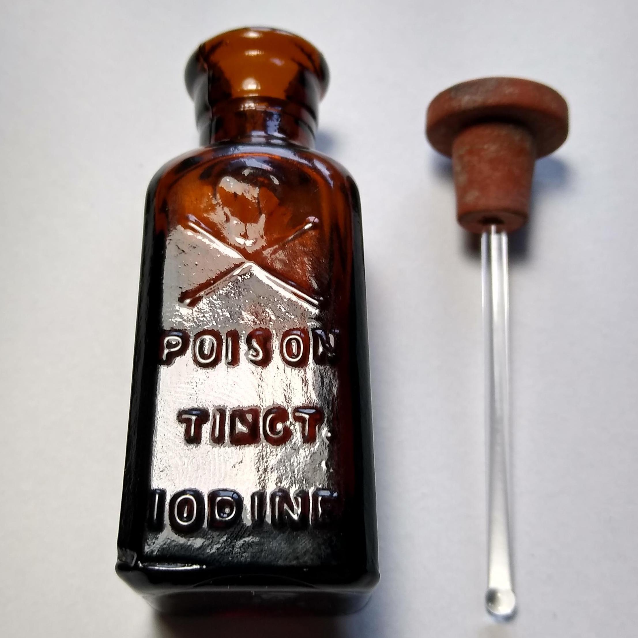 Antique Poison Medicine Brown Bottle Dauber Skull Crossbones TINCT ...