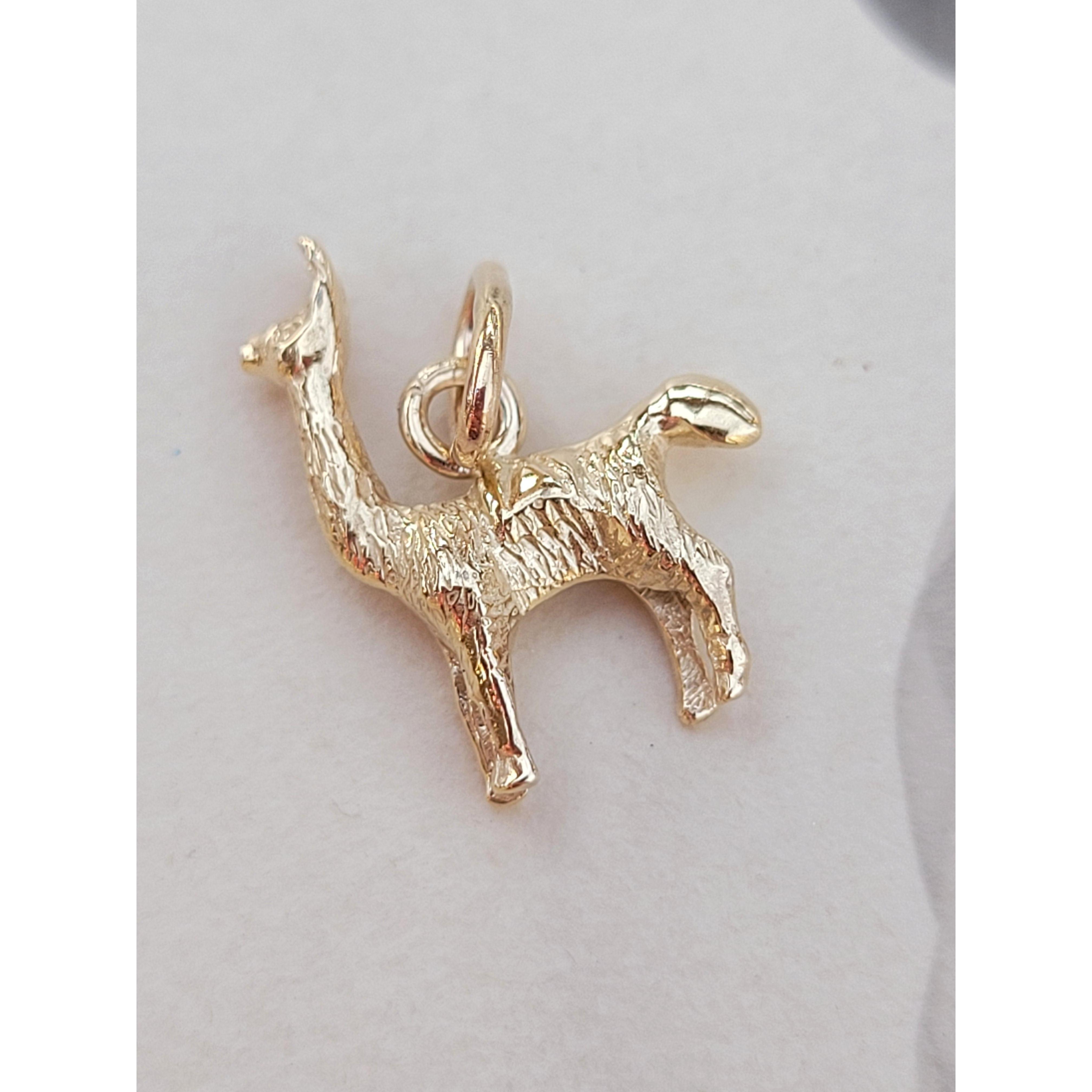 Vintage 14k Solid Gold Alpaca Llama Pendant Charm For Bracelet - .82g