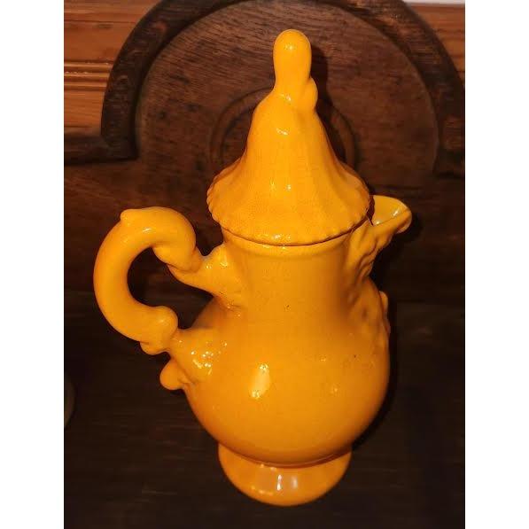 VINTAGE DEEP ORANGE COLOR TEA/COFFEE CERAMIC POT