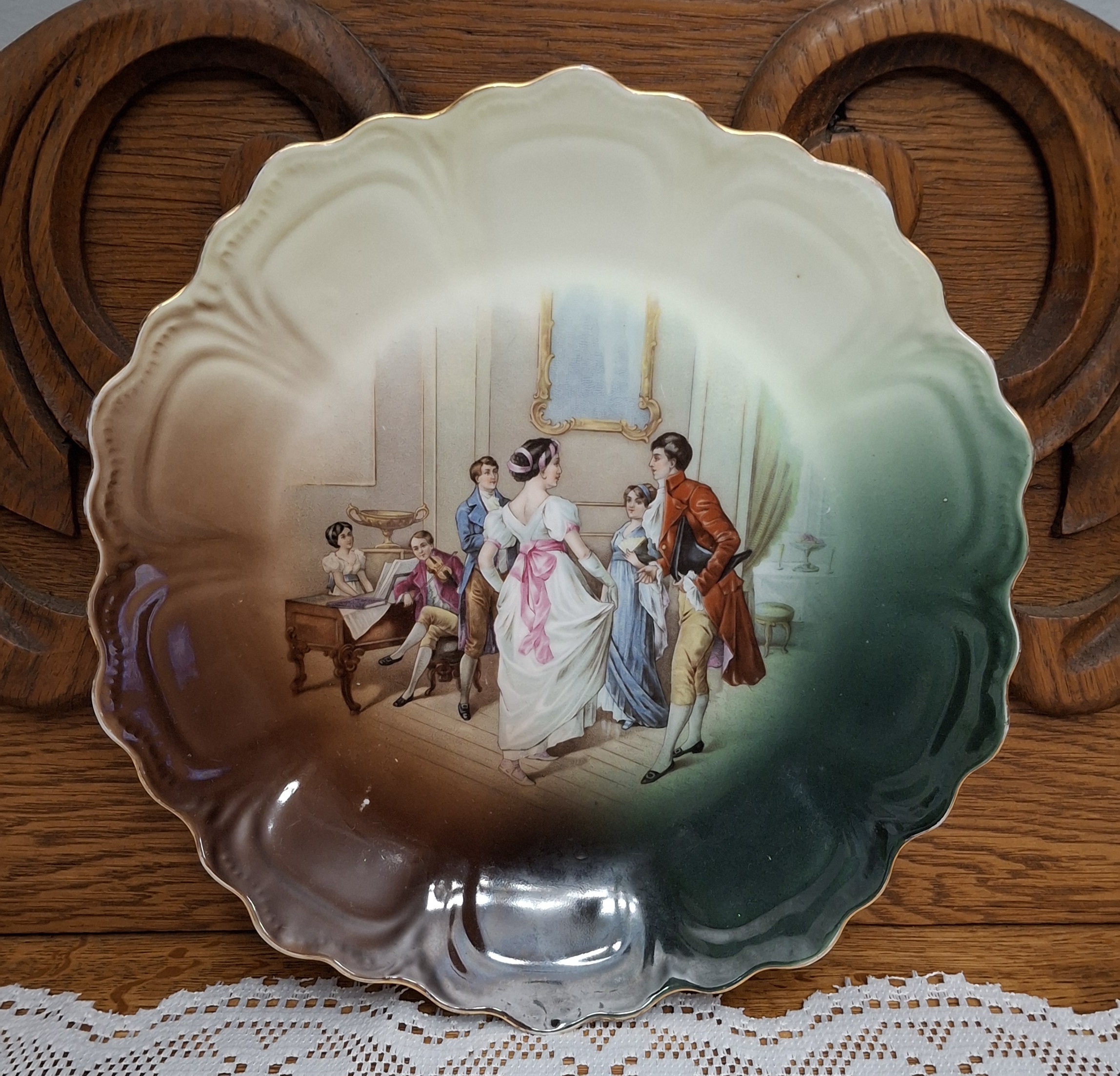 Antique Zeh Scherzer Bavaria Porcelain Dancing Couple Plate
