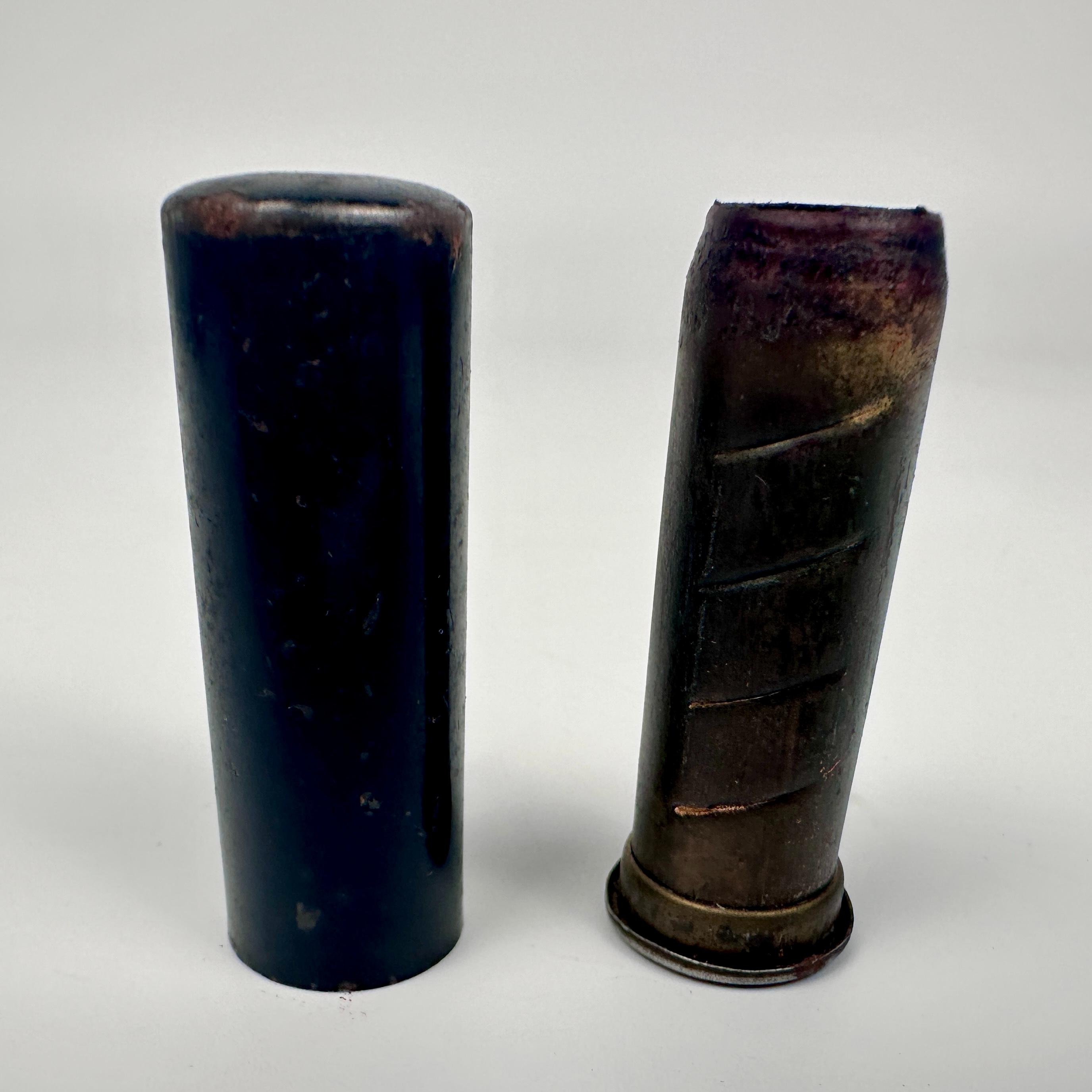 Vintage Black Metal Lipstick Bullet Tube with Red Color Product Inside