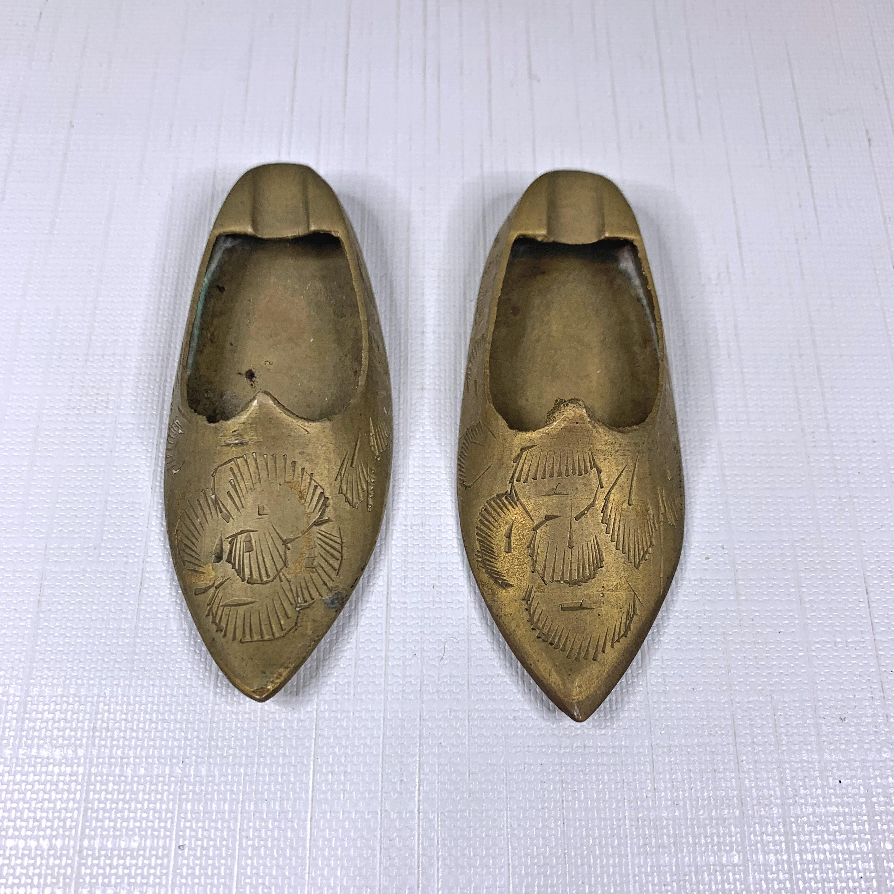 Brass Aladdin Genie Shoes Ashtray Slippers Incense Burner Holder Made India