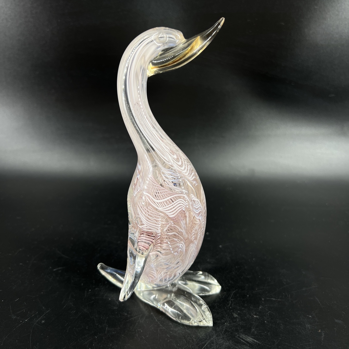 Murano Art Glass Pink Garza Duck Figurine