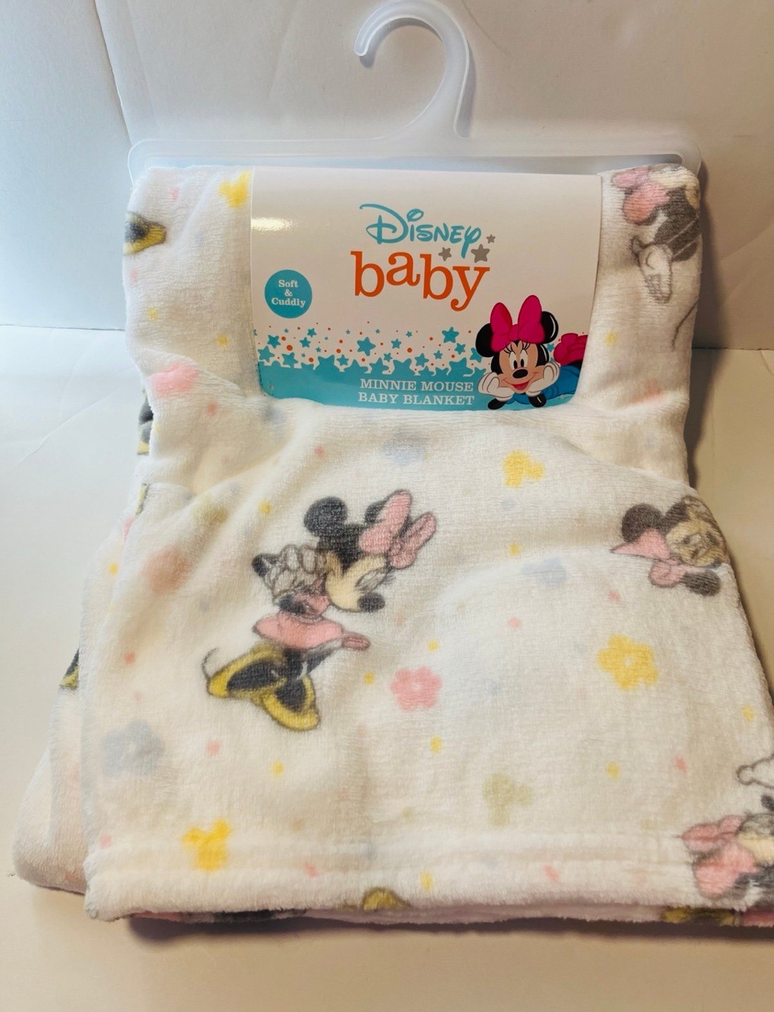 Disney Baby Soft & Cuddly Minnie Mouse 30" x 40" White Baby Blanket