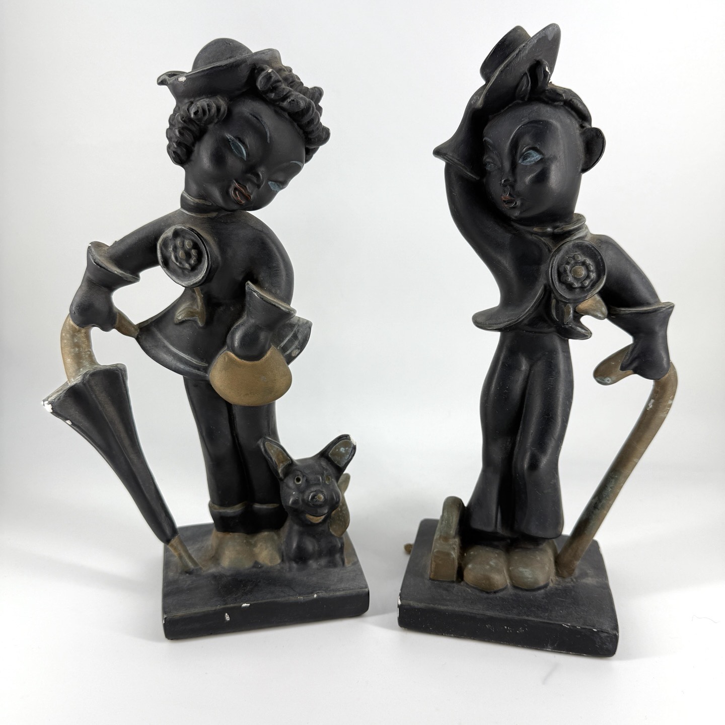 ABCO Alexander Backer Chalkware Fancy Lady & Man Figurine Set