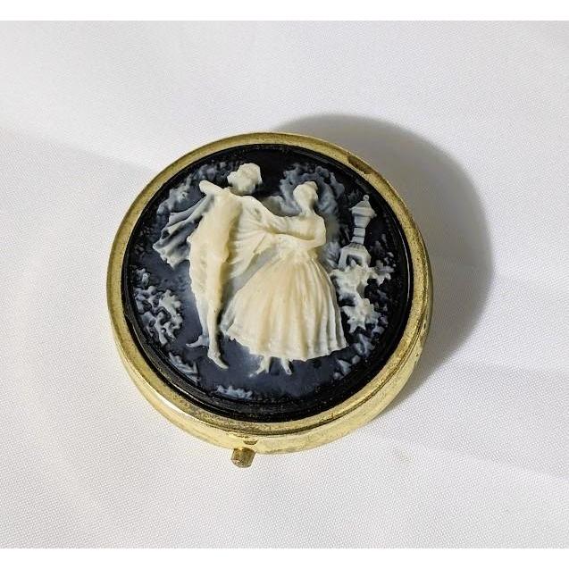 Vintage Cameo, Victorian Dancing Couple, Pill or Trinket Box, 1970's