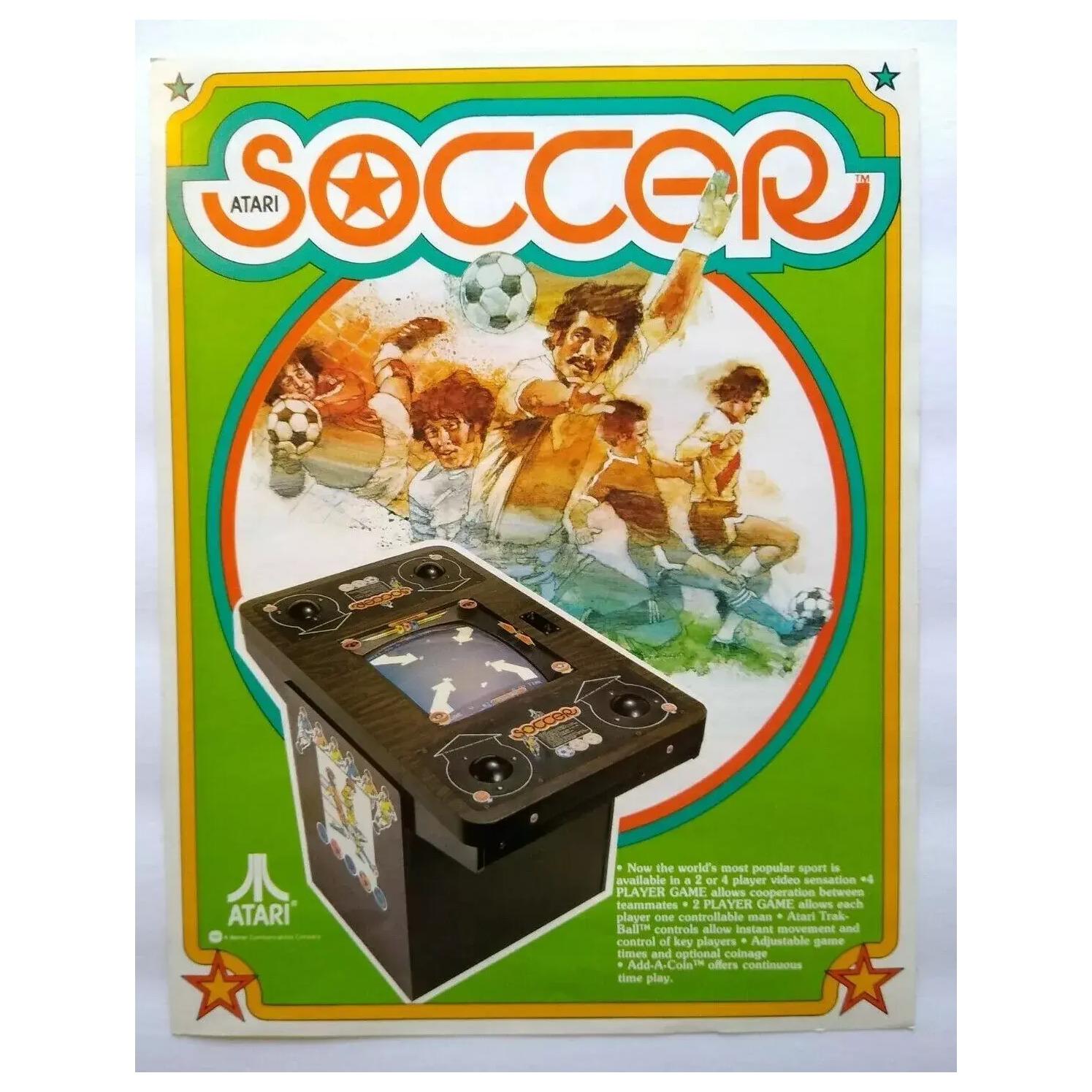 Atari Soccer Arcade FLYER Original Video Game 1979 Vintage Retro Art