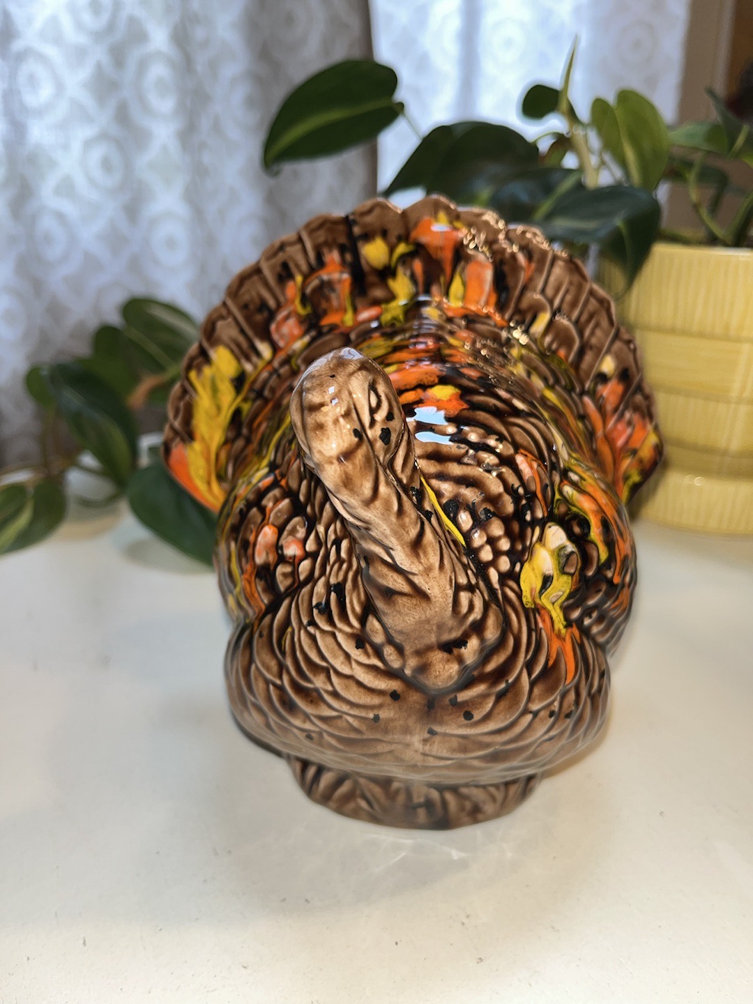Ceramic Turkey From The 70’s Groovy Orange And Brown