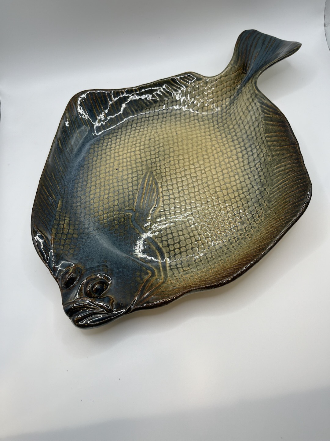Artist Signed Studio Pottery Ceramic Fish Platter