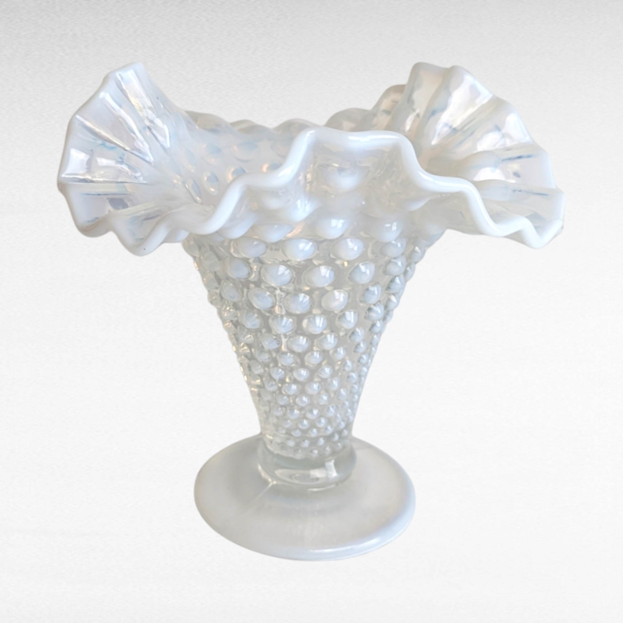 Vintage Fenton Moonstone Milky Hobnail Vase