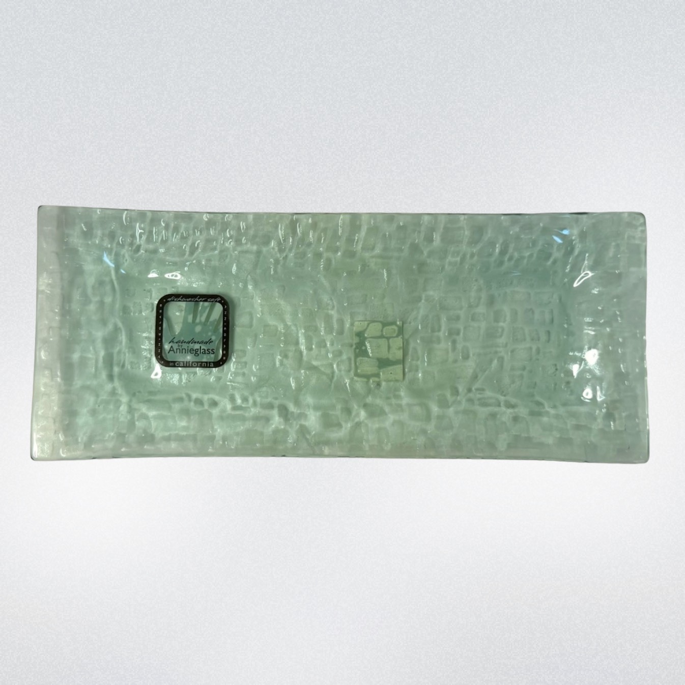 Annie glass Rectangular Serving Tray Geometrical Design Signed Label ...