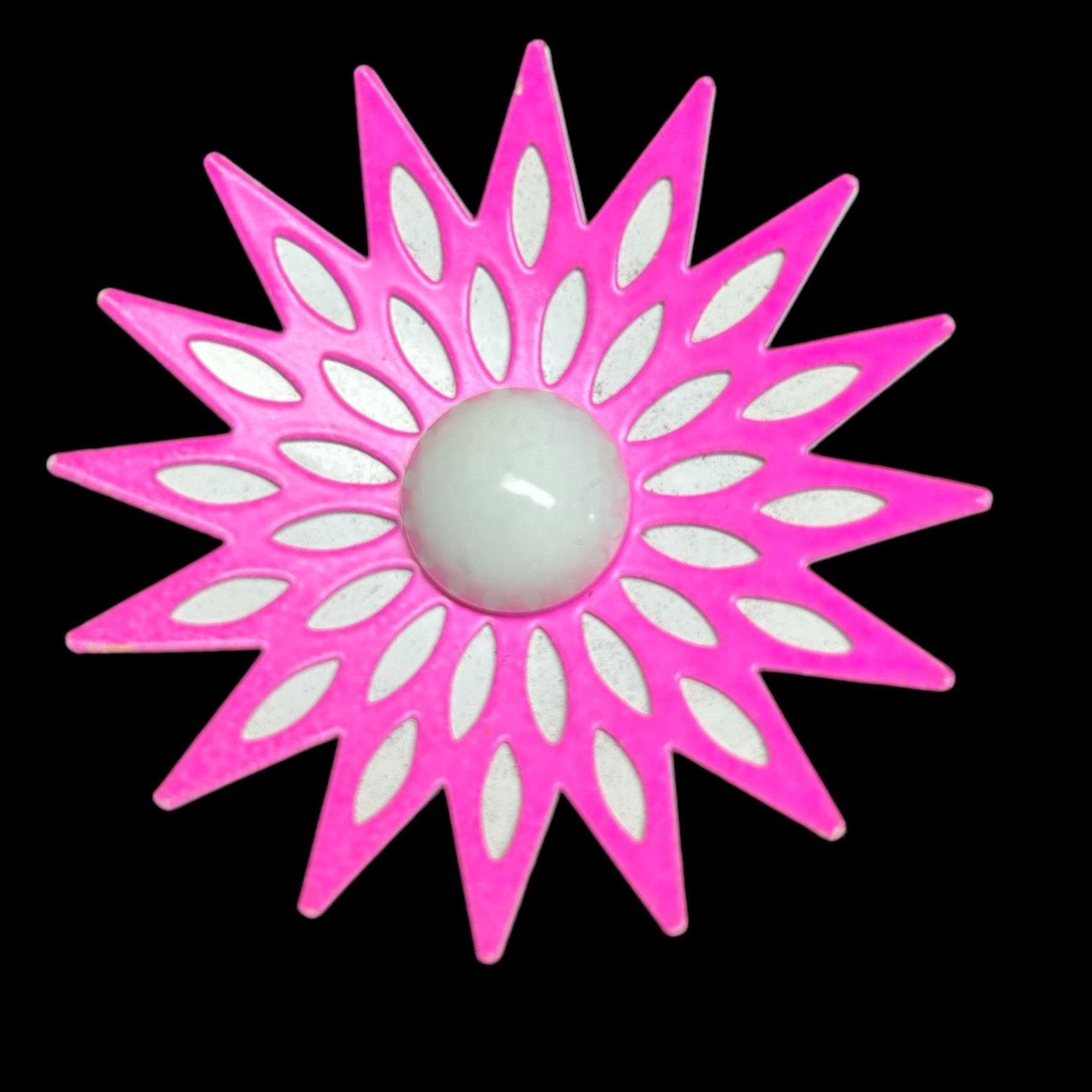 Vintage Metal Pink Starburst Flower Brooch