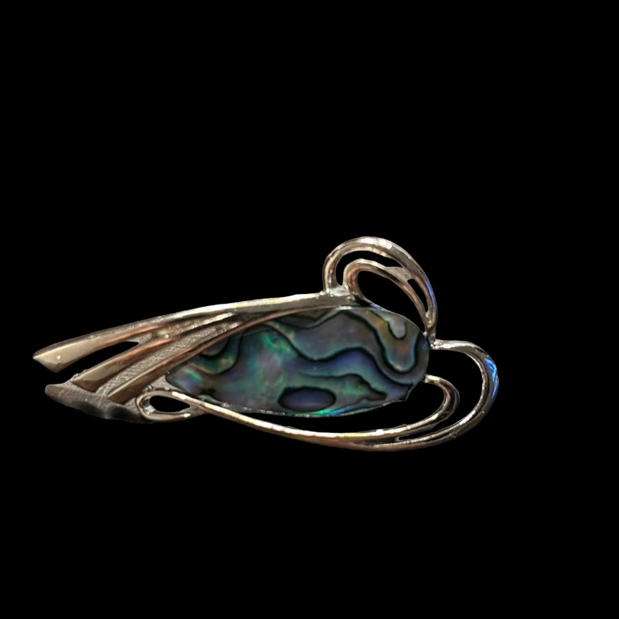 Paua Shell Palladium Plated Brooch New Zealand