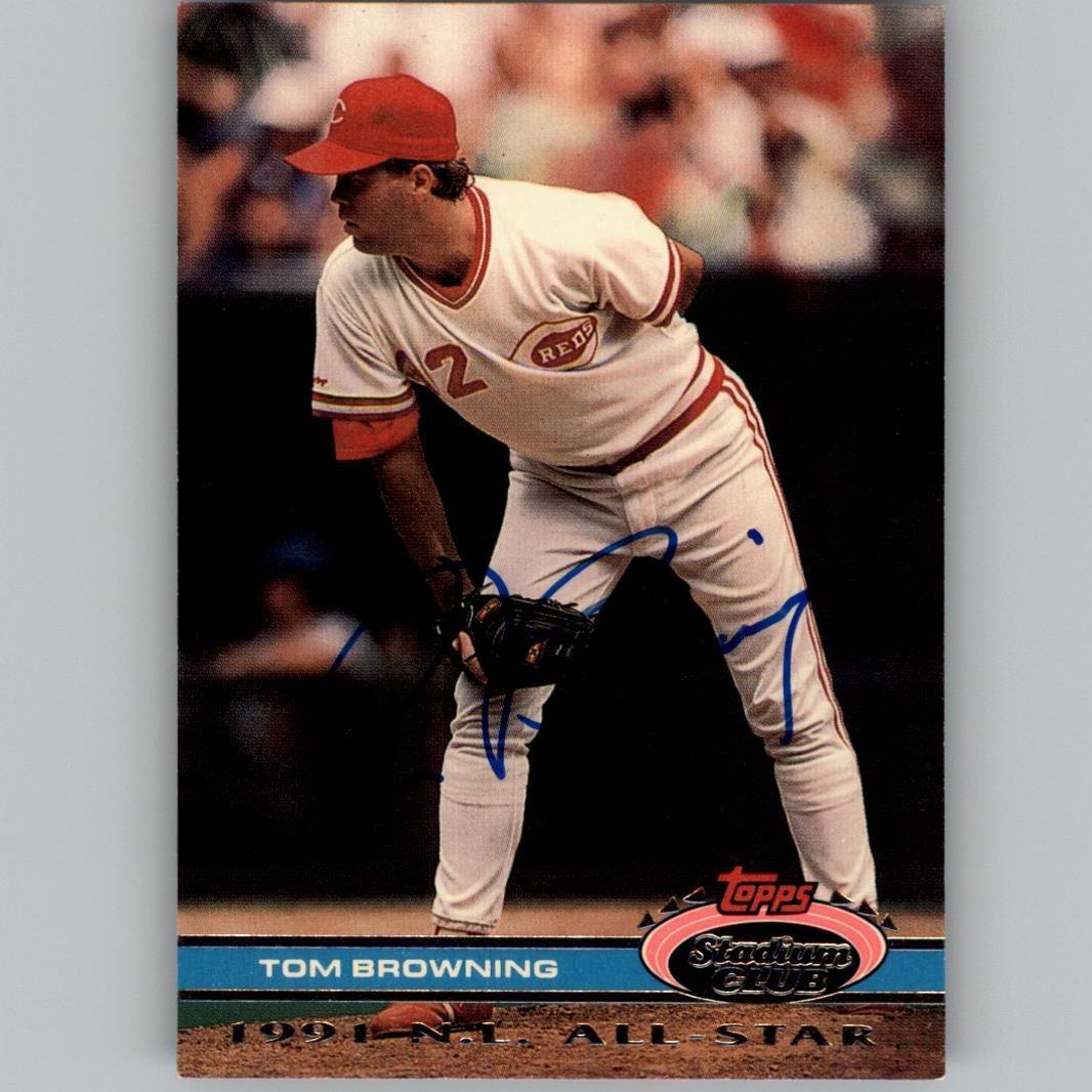 Tom Browning Signed Cincinnati Reds 1991 Topps Stadium Club Baseball ...
