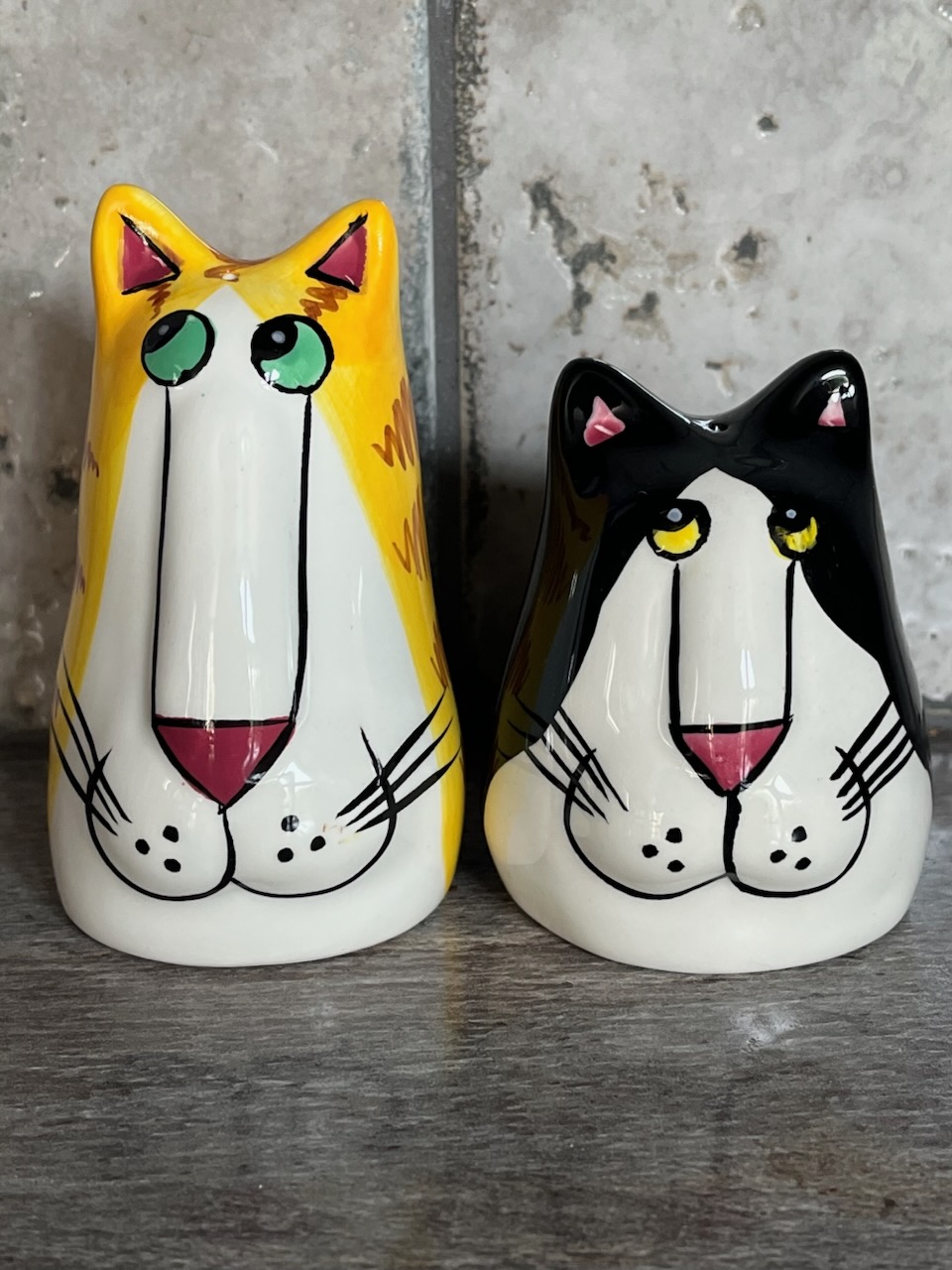 Vintage Catzilla Candace Reiter Designs Cat Salt and Pepper Set