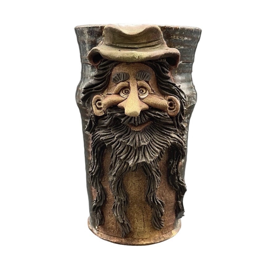 John A Coburn Pottery Face Mug Cup Rustic Signed Dated Handmade VTG