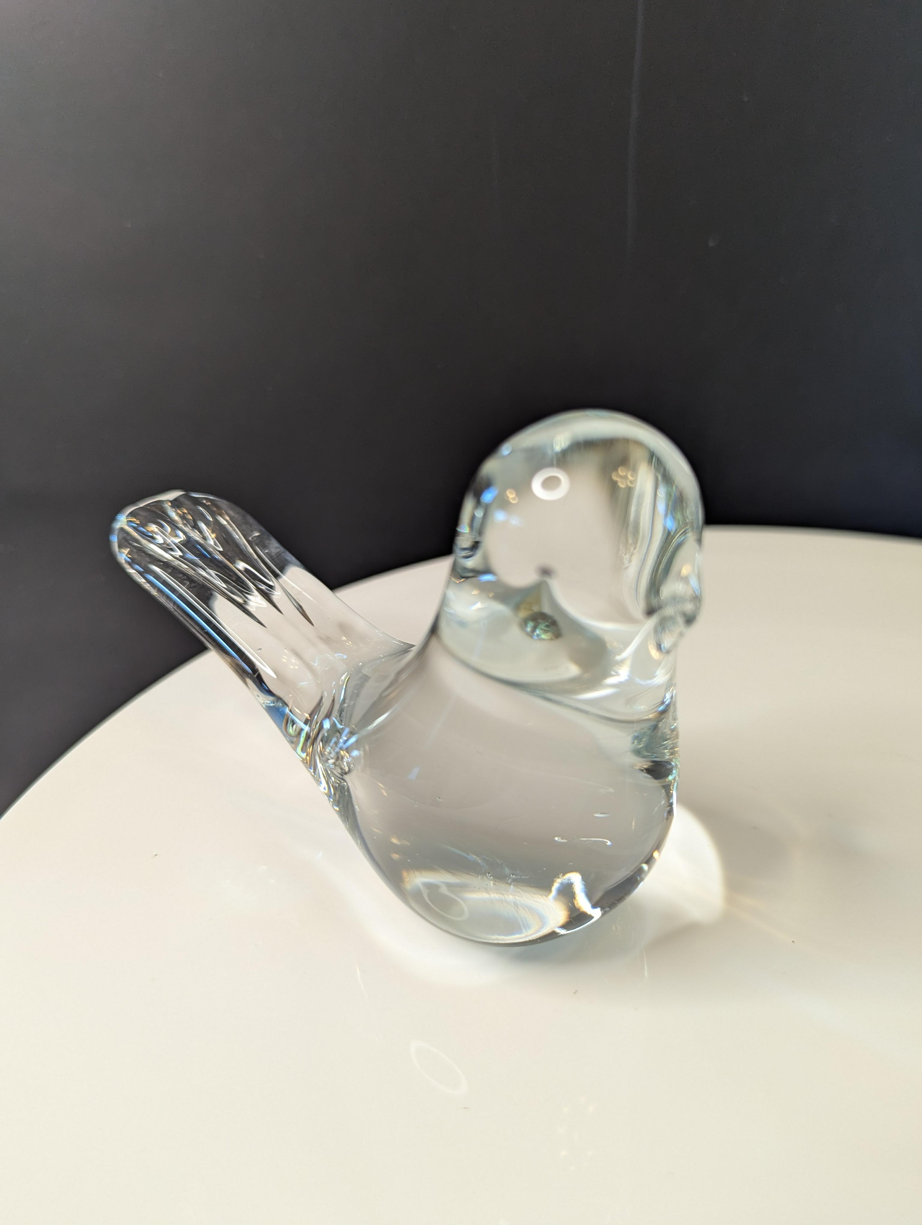 Balos Vintage Clear Glass Bird Paperweight