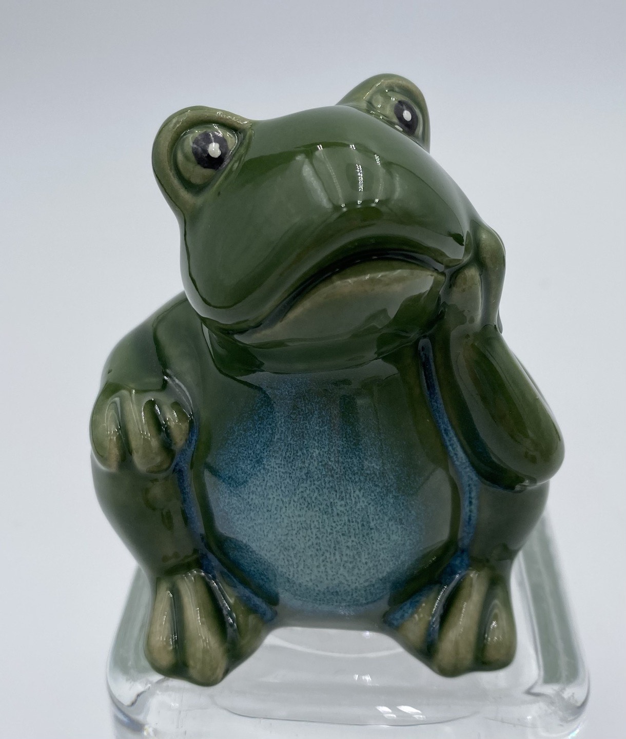 Fairy Garden Forest Figurine, Cute Contemplating Porcelain Frog, 3.5"