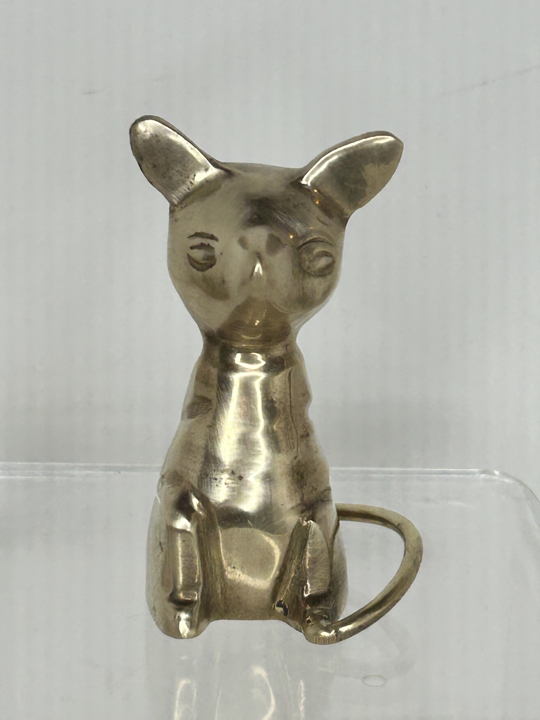Vintage Solid Brass 3” Tall Mouse Figurine Paperweight