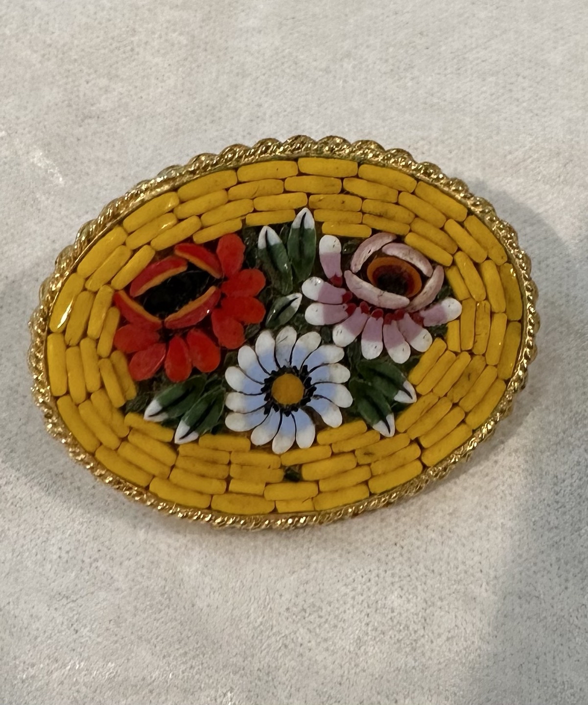 Micro Mosaic Italian Pin - Floral Yellow