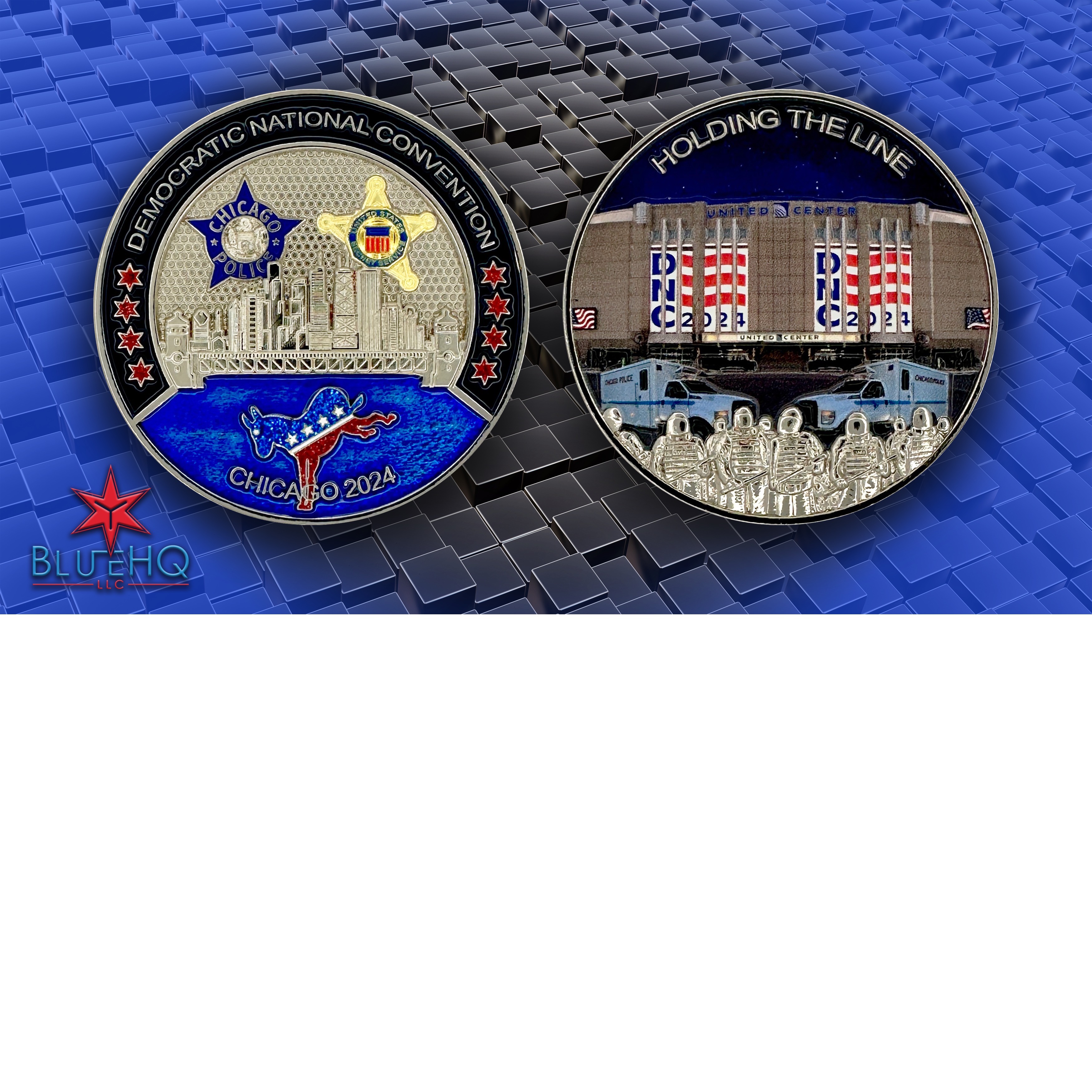 DEMOCRATIC NATIONAL CONVENTION (DNC) CHALLENGE COIN: Chicago 2024, Size: 2″