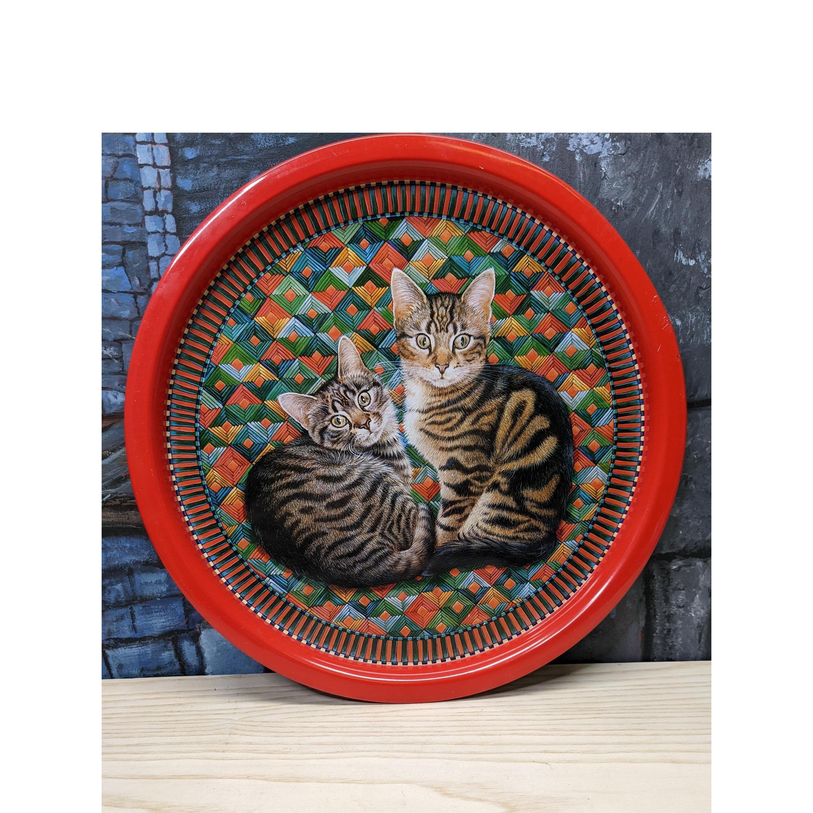 Vintage Muppet Emu Tabby Feline Quilt Tin Serving Tray Hunkydory ...