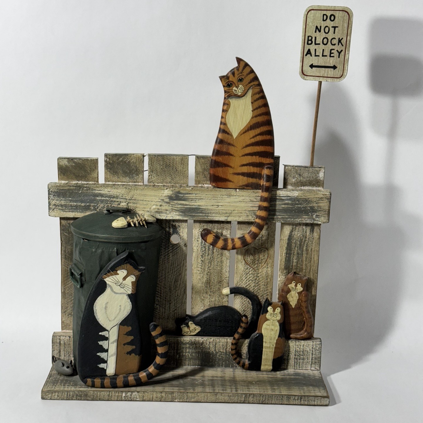 Alley Cats Wall Hanging Do Not Block Alley Sign Mouse Trash Can Fish ...