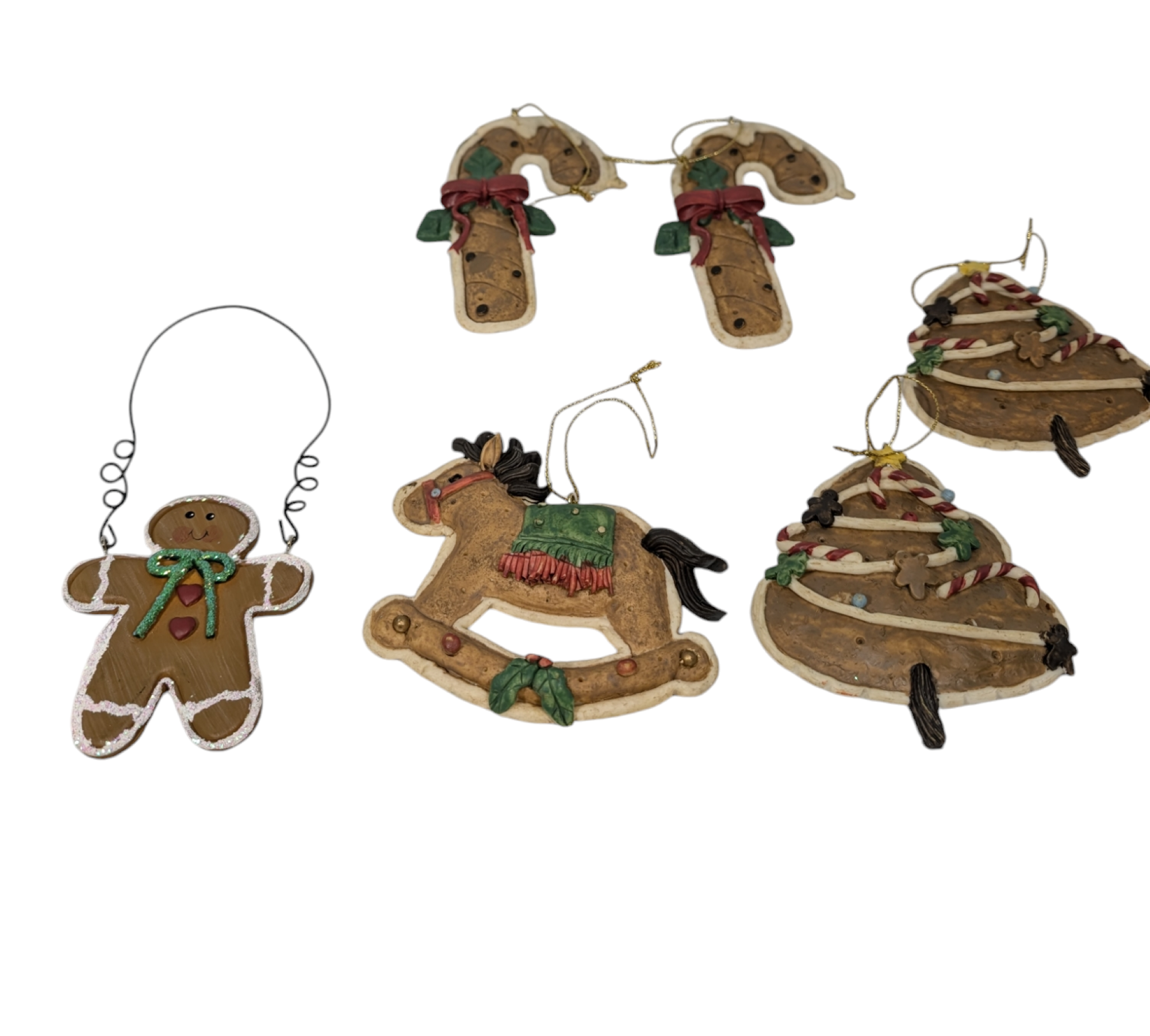Vintage Gingerbread Man and Rocking Horse Ornaments