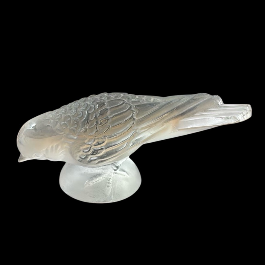 020. Vintage Czech Barolac WEIL Satin Frosted Art Glass Bird Figurine ...