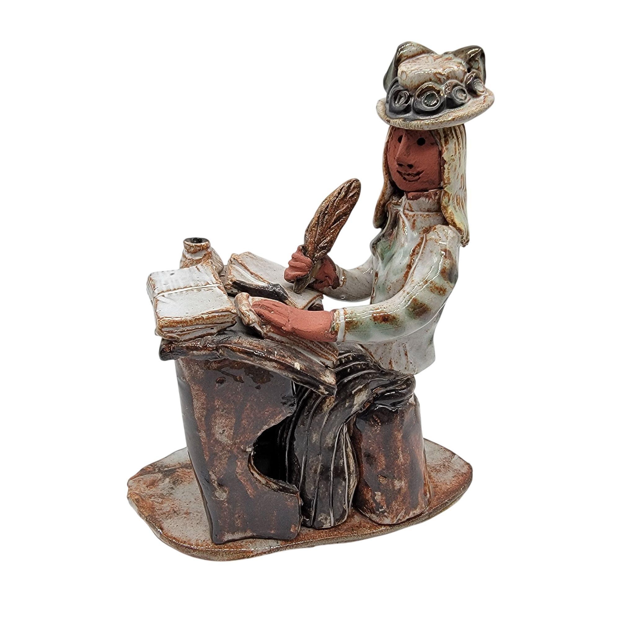 Signed Marie Whitby Figurine Of Writer Author Quill Book Seven Springs ...