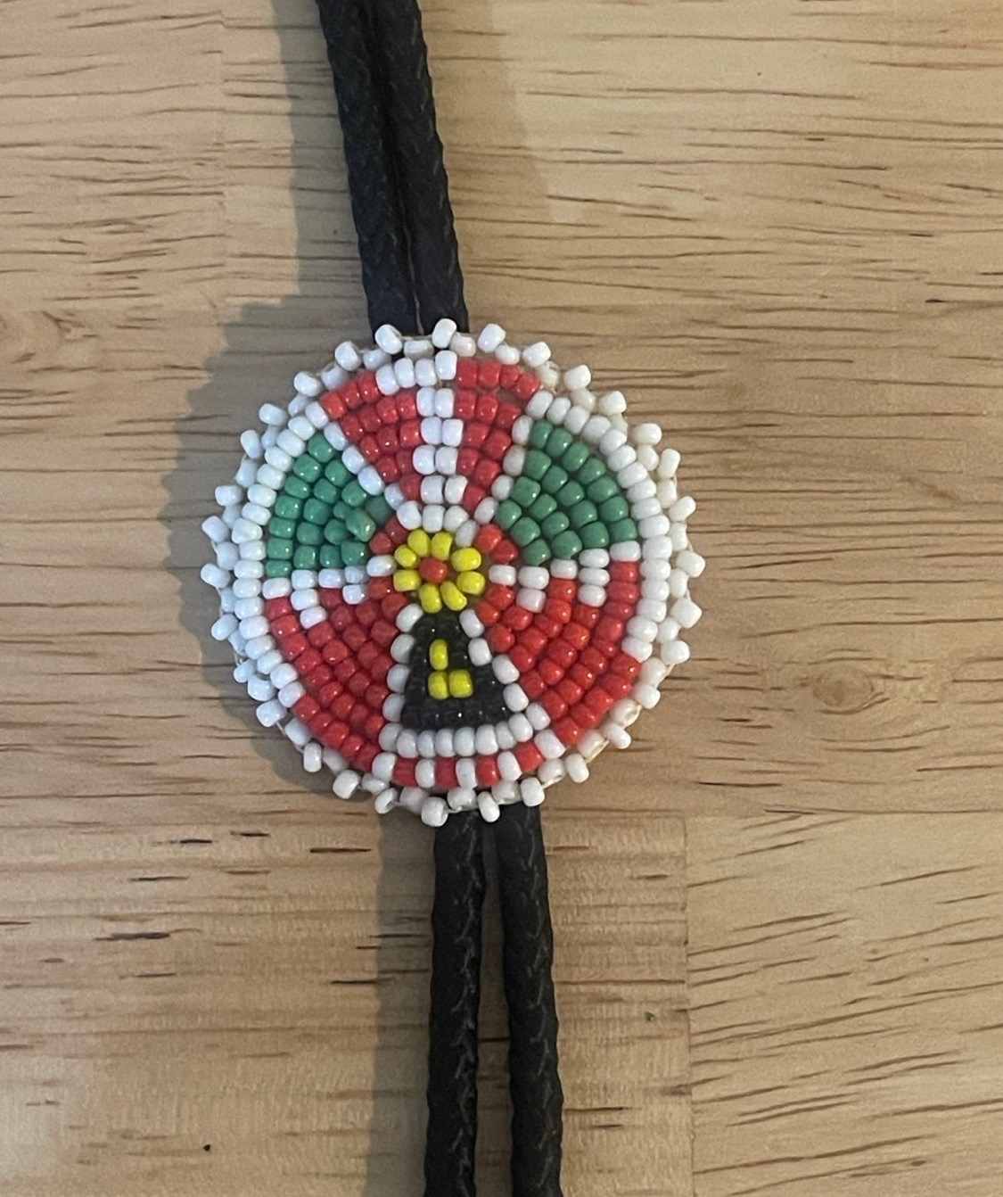 VTG native american Thunderbird Beaded bolotie