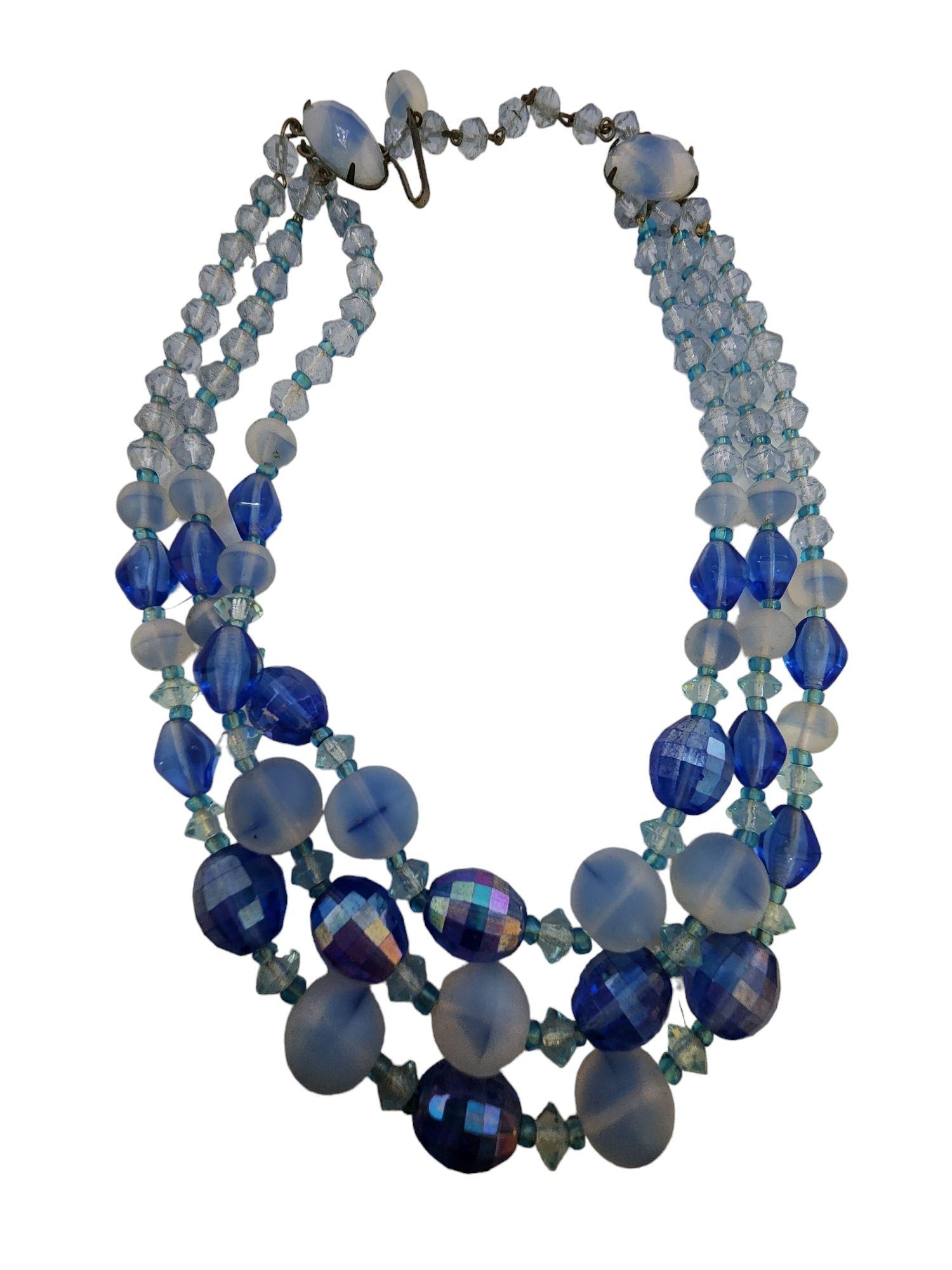 Vintage W Germany Glass And Crystal Necklace