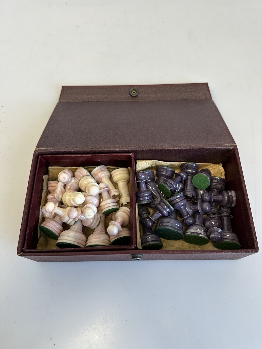 Vintage 1945 E.S. Lowe Tournament Chessmen Plastic Chess Set, No Board