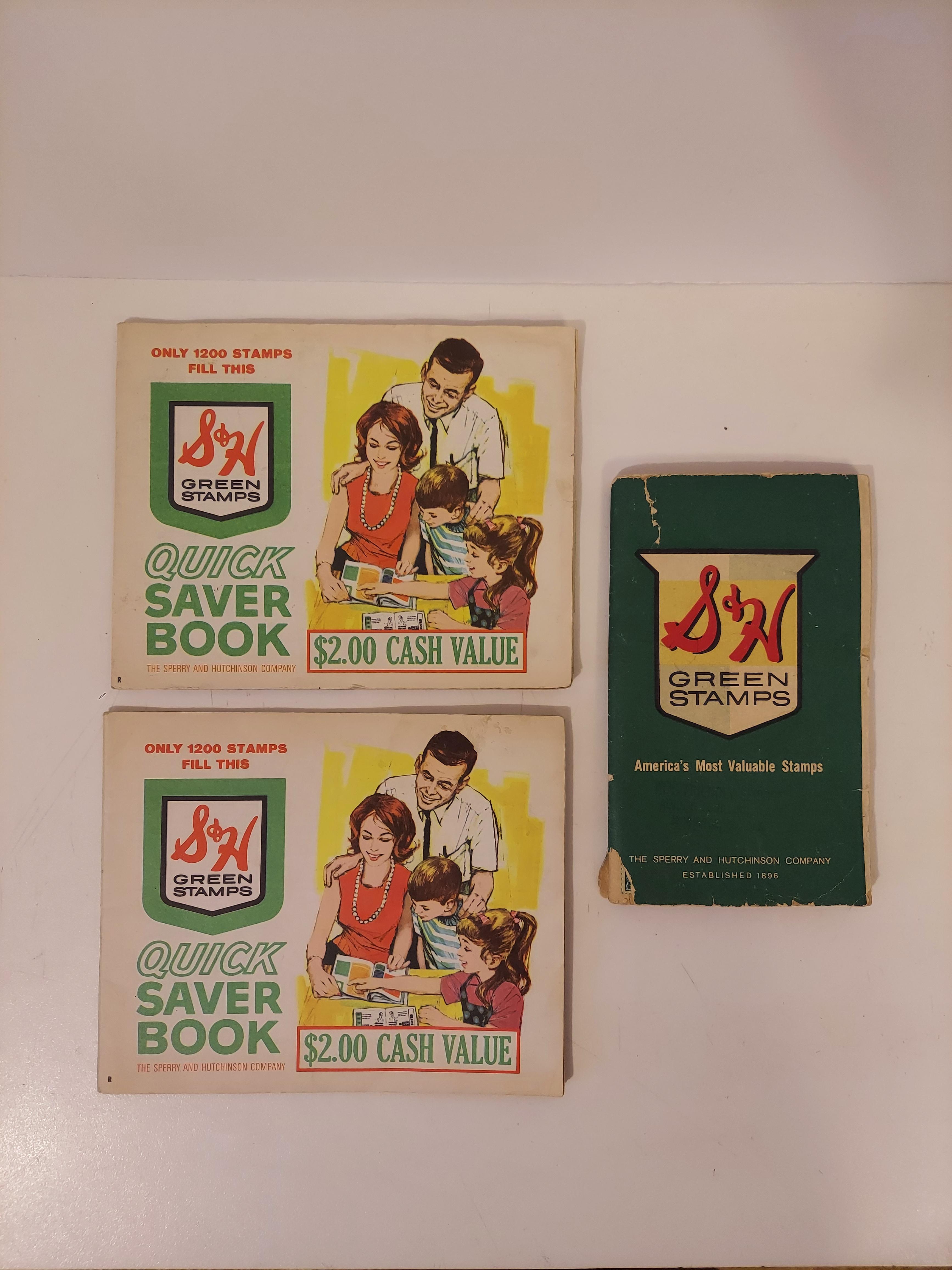 Vintage S&H Green Stamps Quick Saver Books Set Of 3