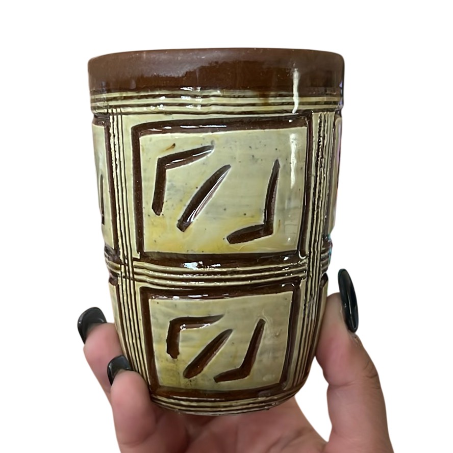 1960s Hal Lasky Puerto Rican Pottery Tumbler Vase | MCM Sgraffito Cup ...