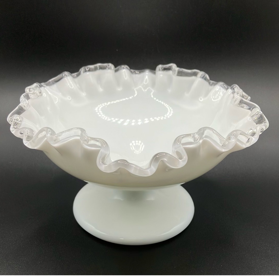 Fenton Ruffle Edge Silver Crest Bowl