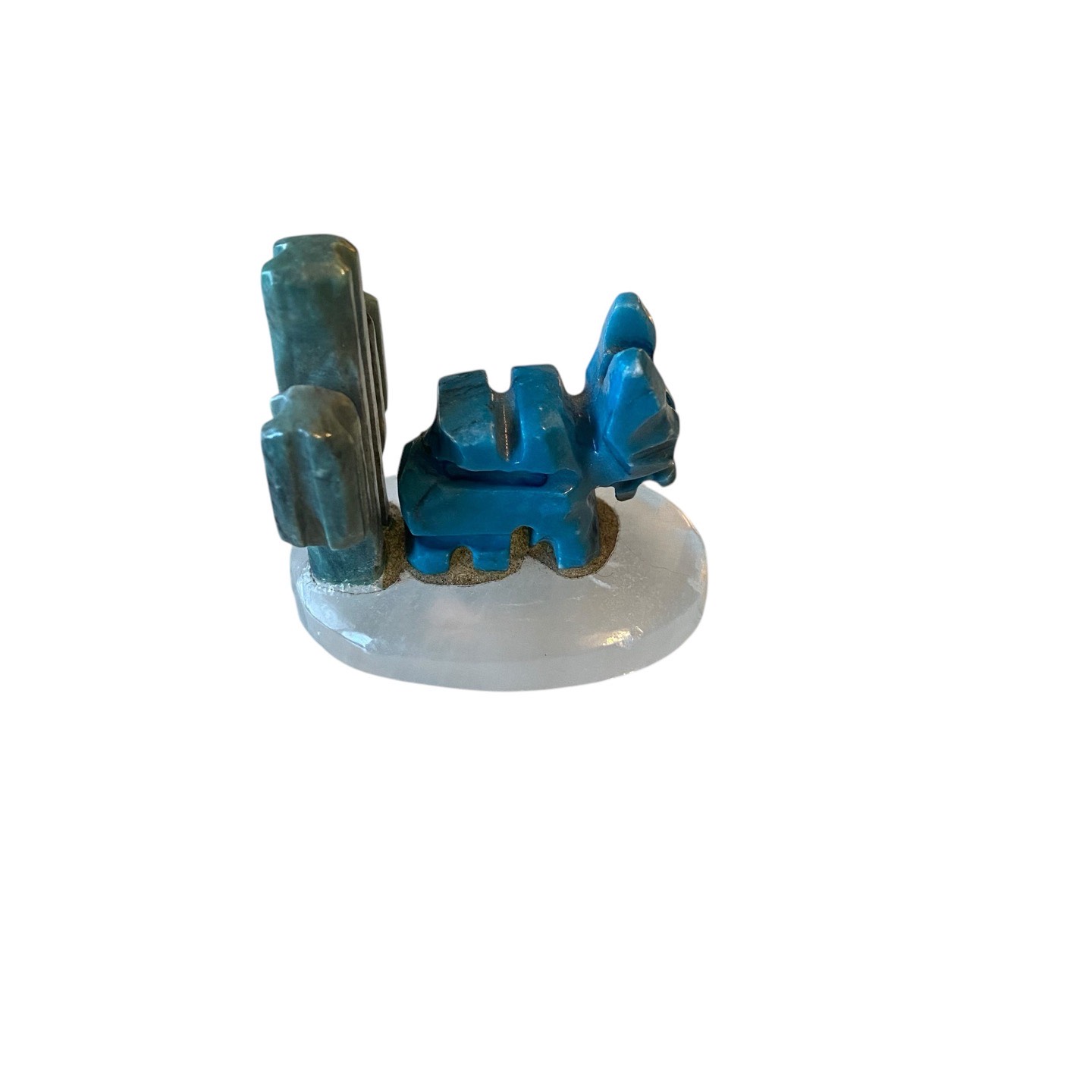 Vintage Onyx Donkey Cactus Stone Figurine Burro Hand Carved Mexico