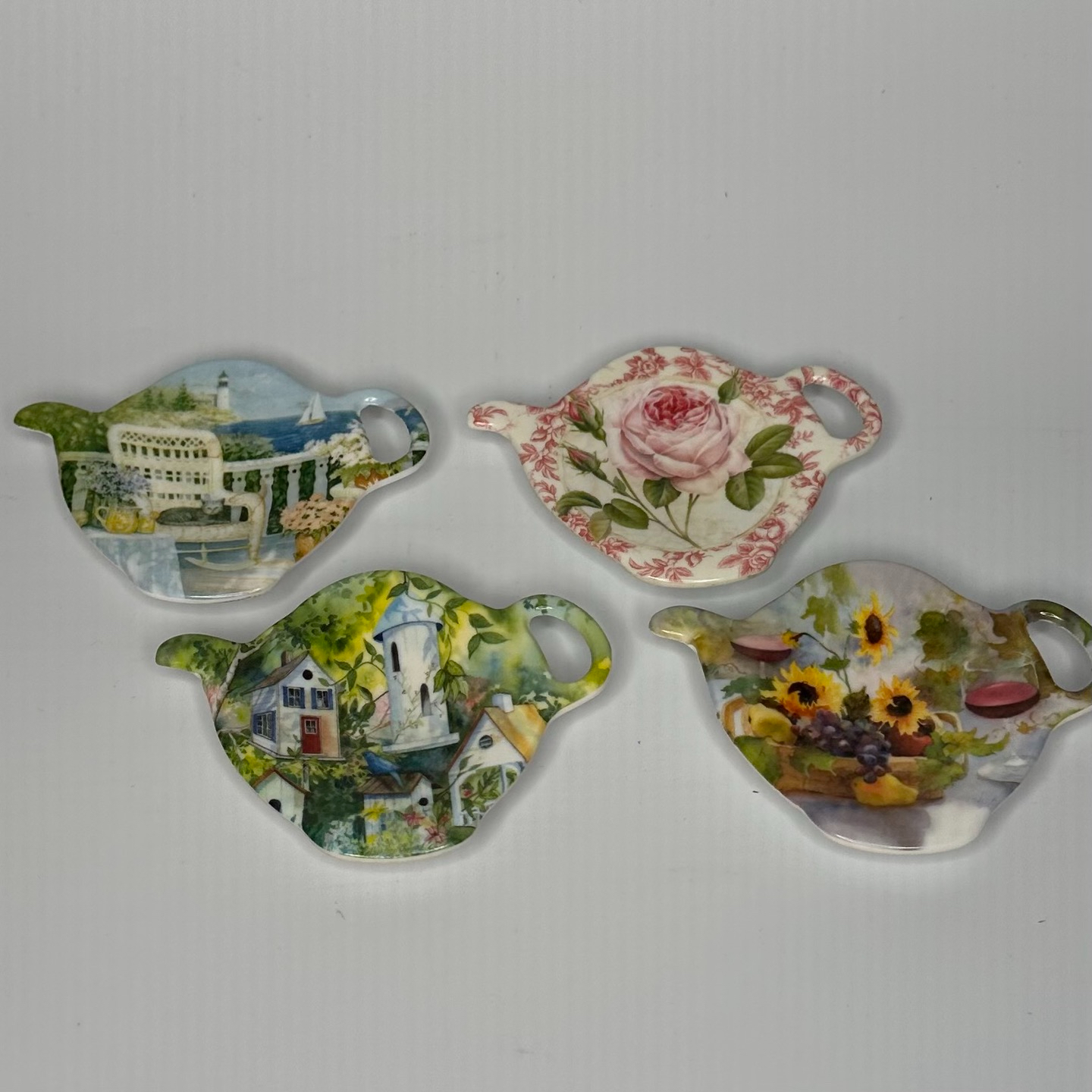 4 Melamine Teapot Shaped Tea Bag Holders/Rests UI