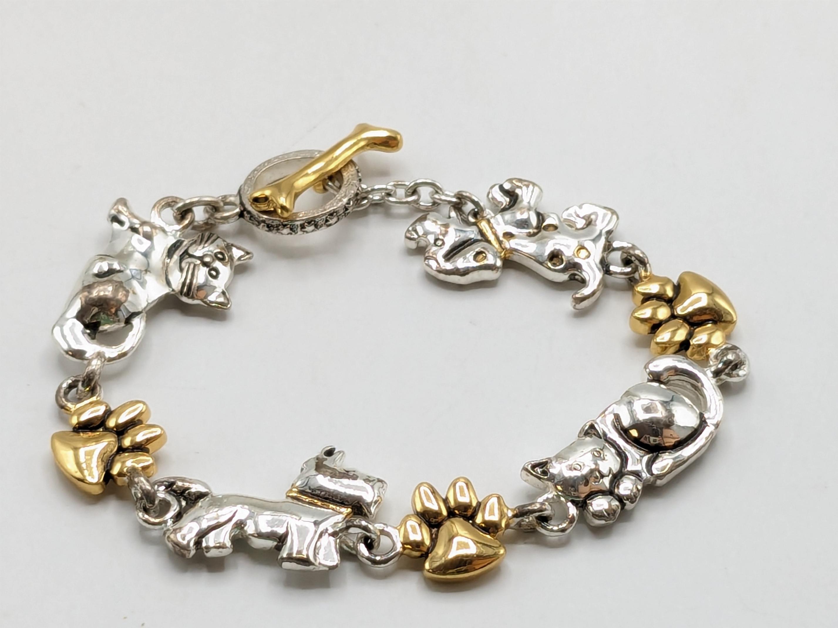 Premier Designs Cat and Dog with Bone Toggle Bracelet