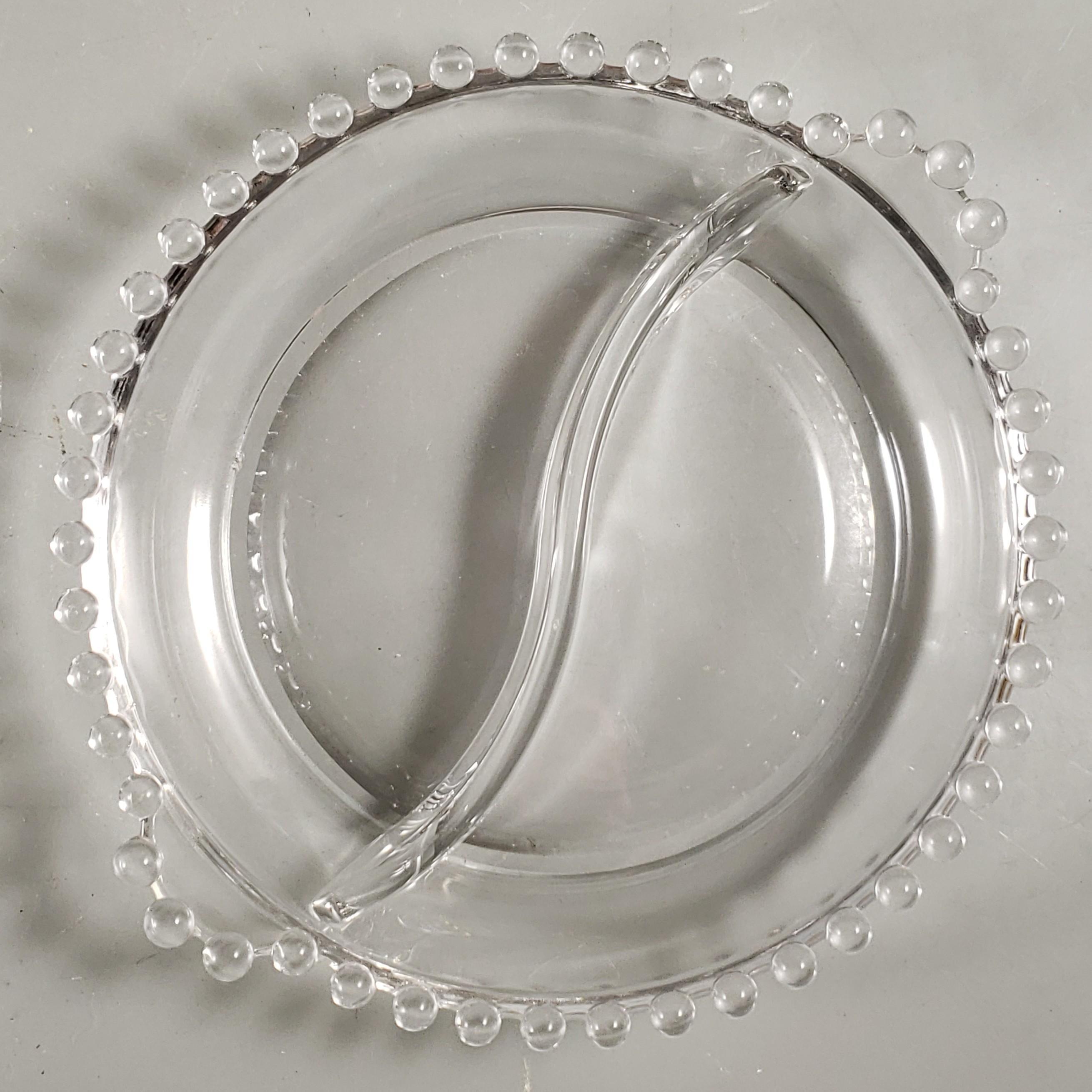 Vintage IMPERIAL CANDLEWICK Mid Century Clear Glass Divided Serving Dish