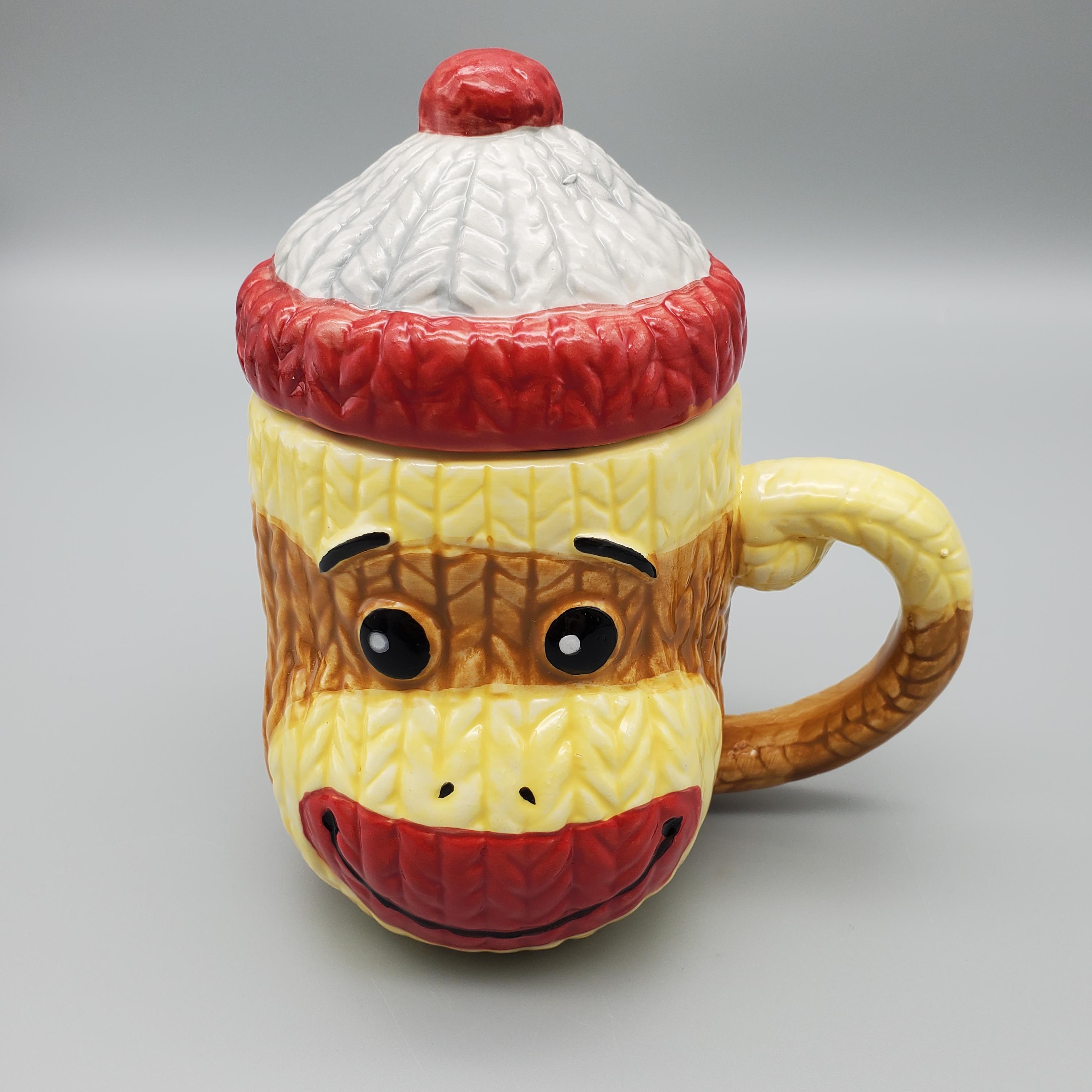 Vintage Sock Monkey Mug Tea Coffee With Lid
