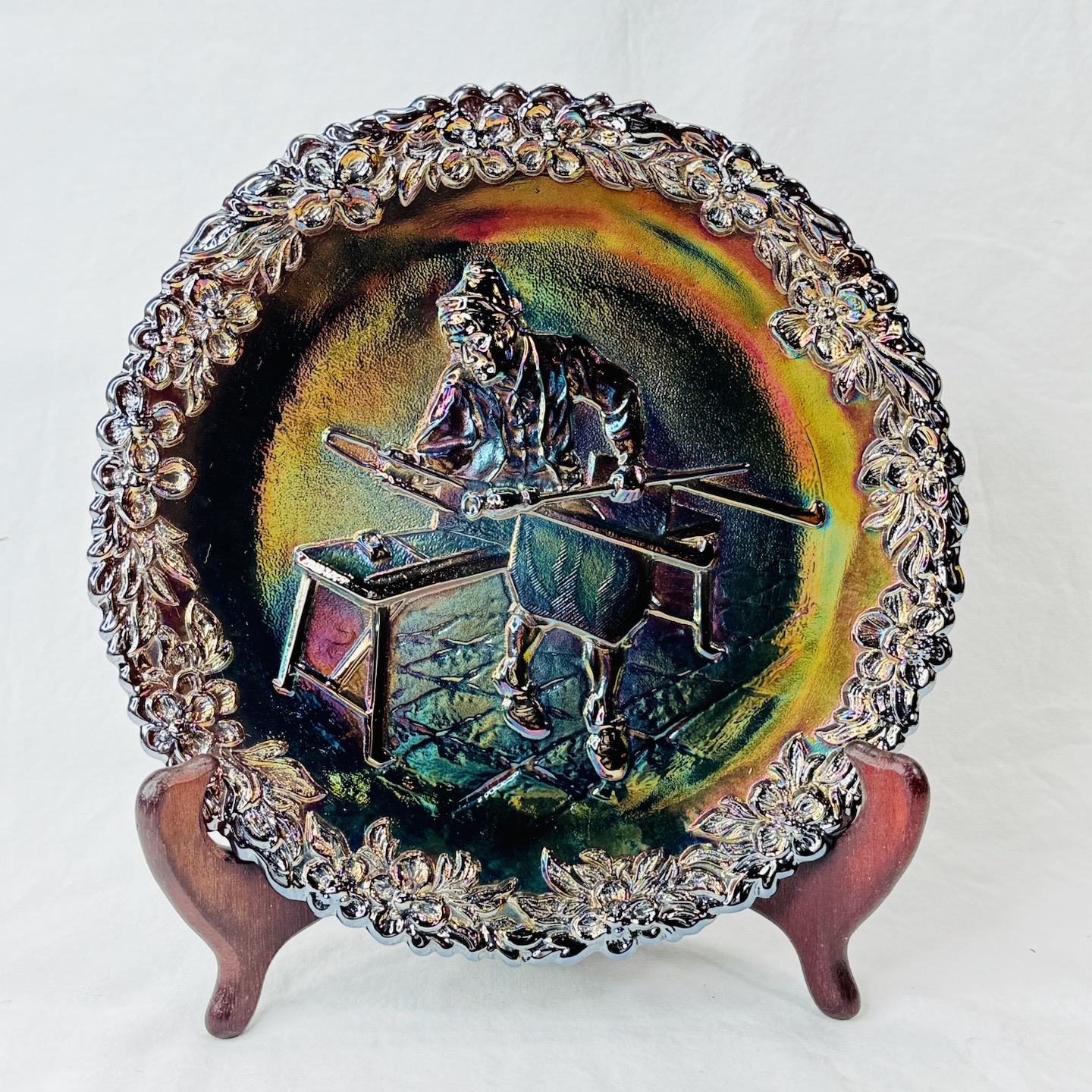 Fenton Carnival Glass “Glass Blower” Collector Plate Back Sticker