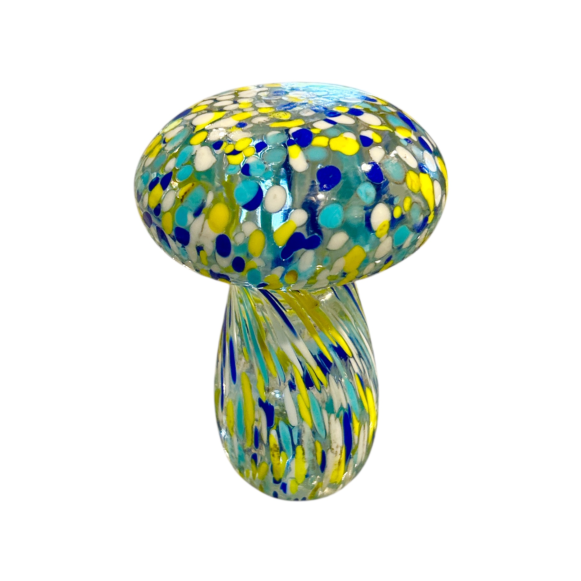 Alessandro Coppola Murano Italy Art Glass Blue Yellow White Mushroom ...