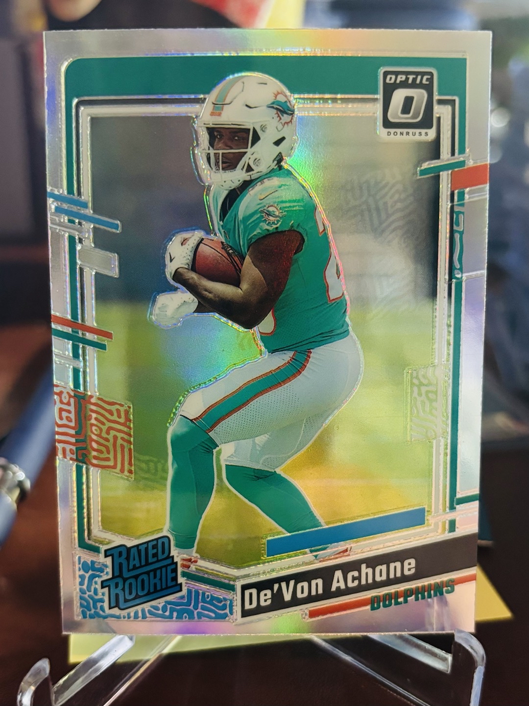 Devon Achane 2023 Optic Rated Rookie Holo Silver Miami Dolphins